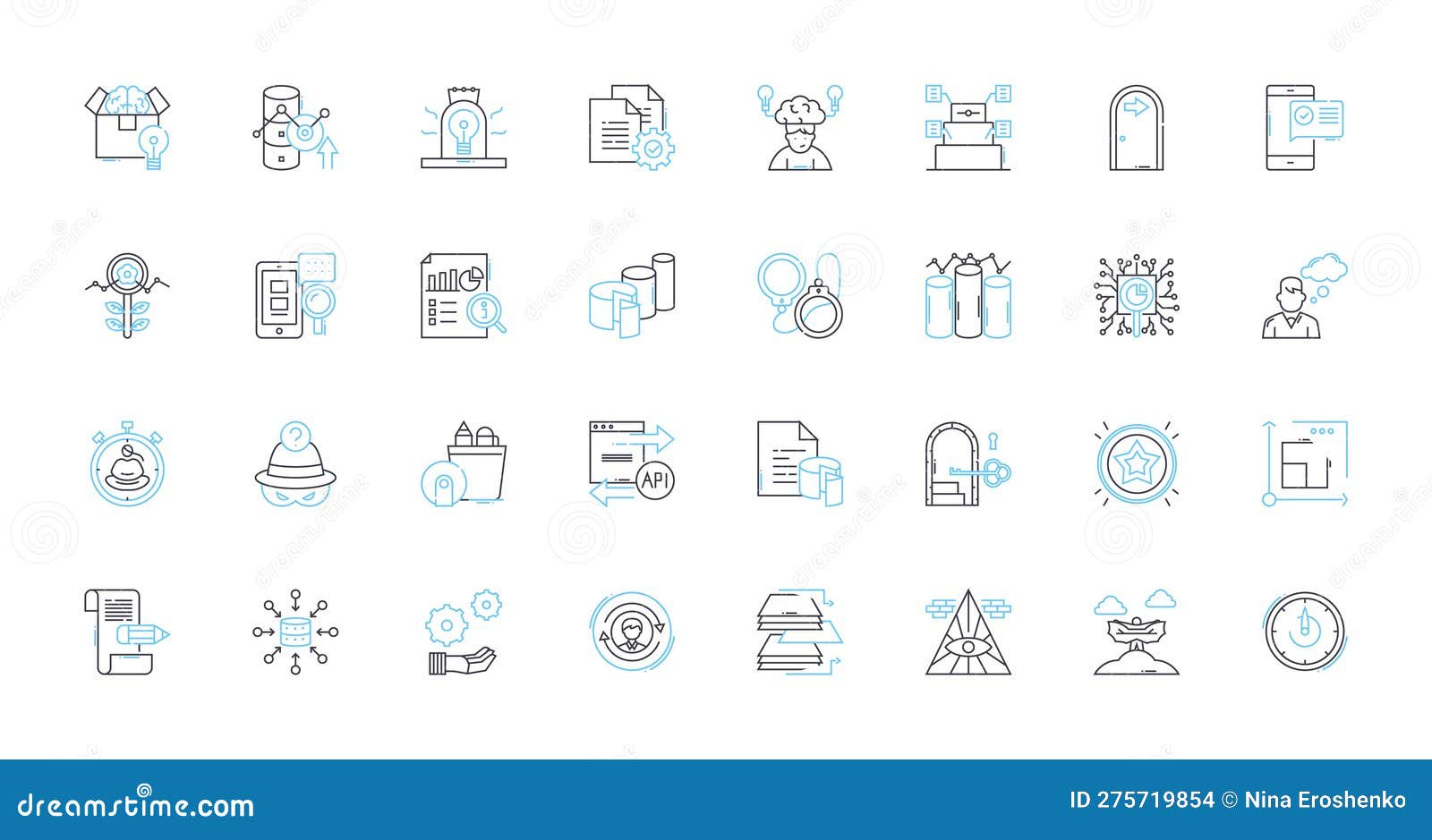 Data Analysis Linear Icons Set Insights Metrics Analytics Statistics Algorithms Dashboards