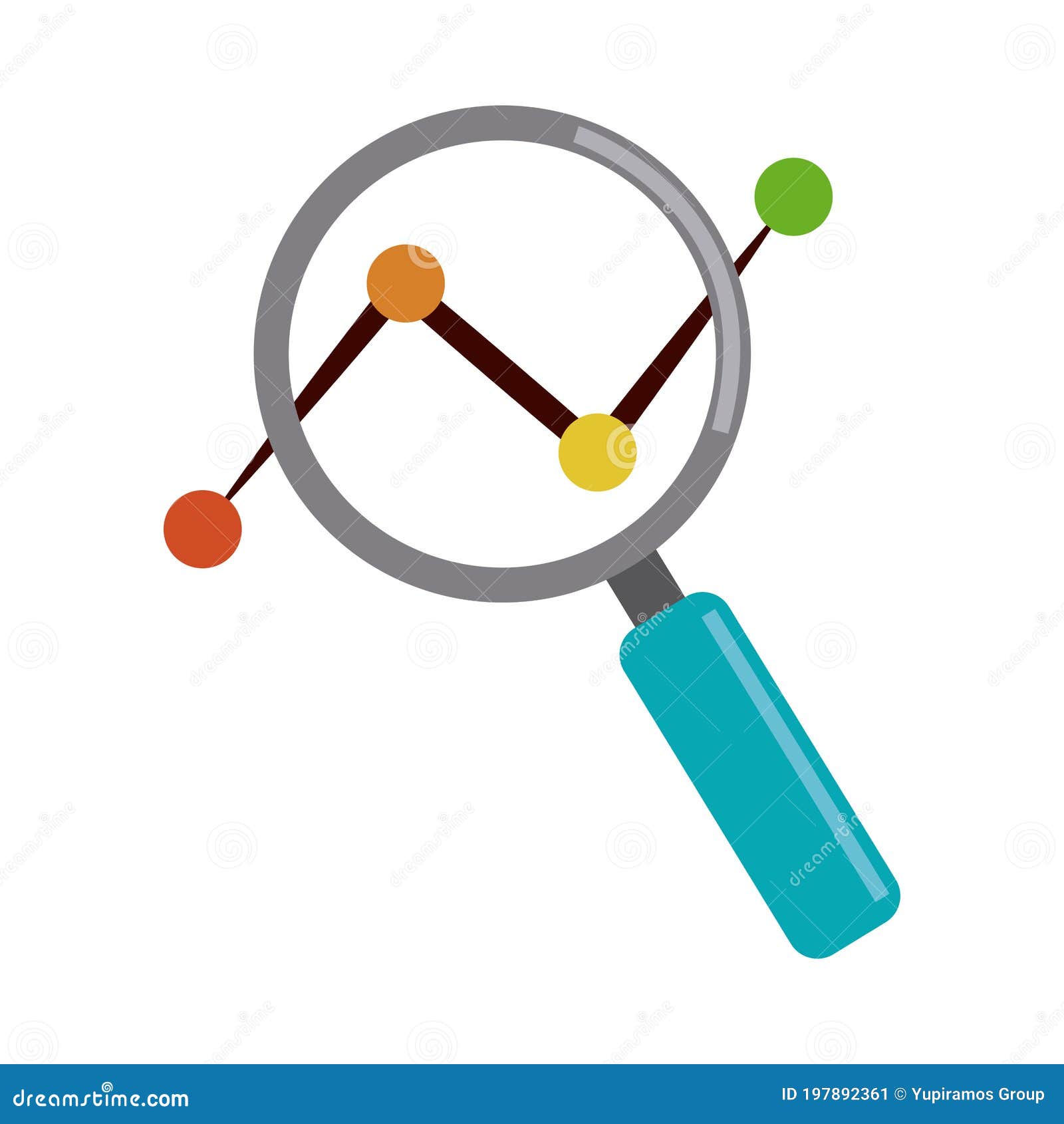 Data Analysis, Magnifier Dotted Line Chart Marketing Flat Icon Stock ...