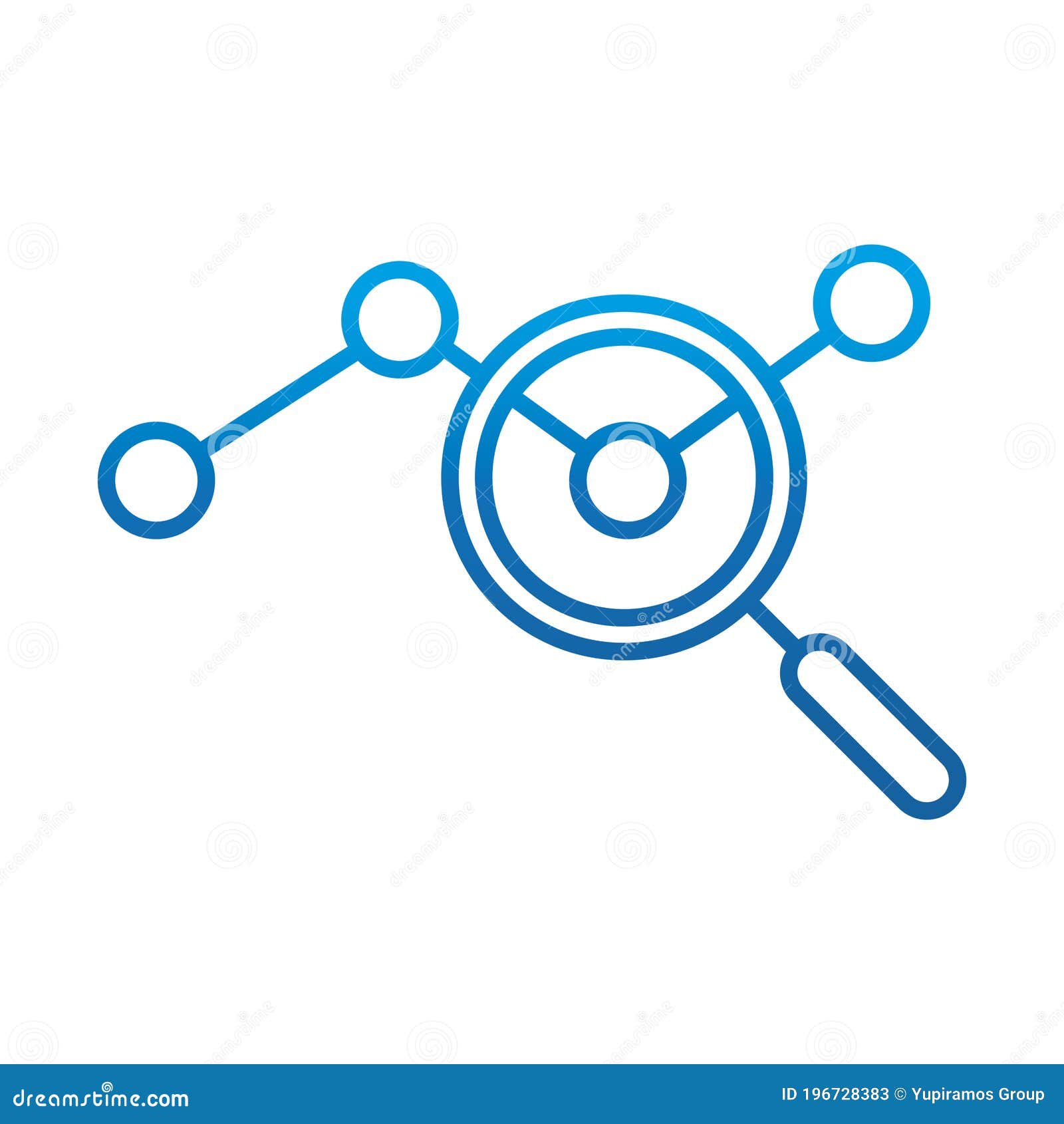 Data Analysis, Magnifier Dotted Line Chart Marketing, Gradient Blue ...