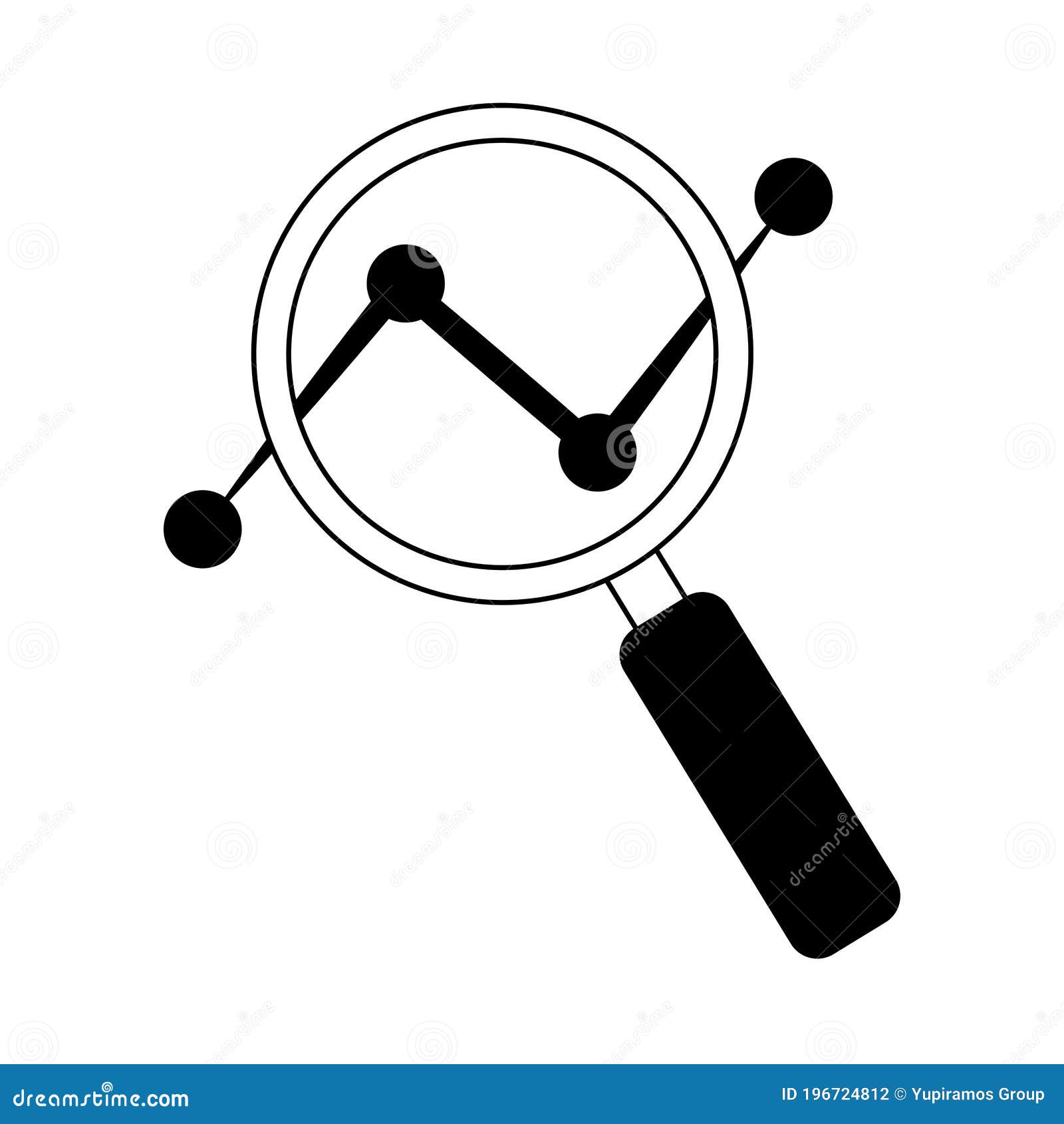 Data Analysis, Magnifier Dotted Line Chart Marketing Line Icon Stock ...