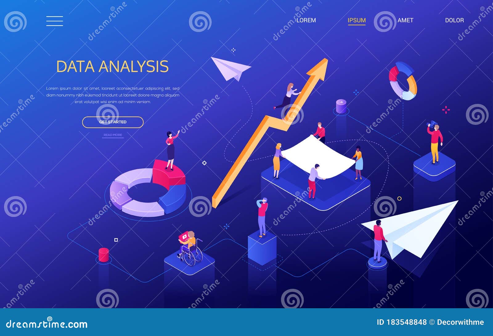 Data Analysis - Modern Colorful Isometric Vector Web Banner Stock ...
