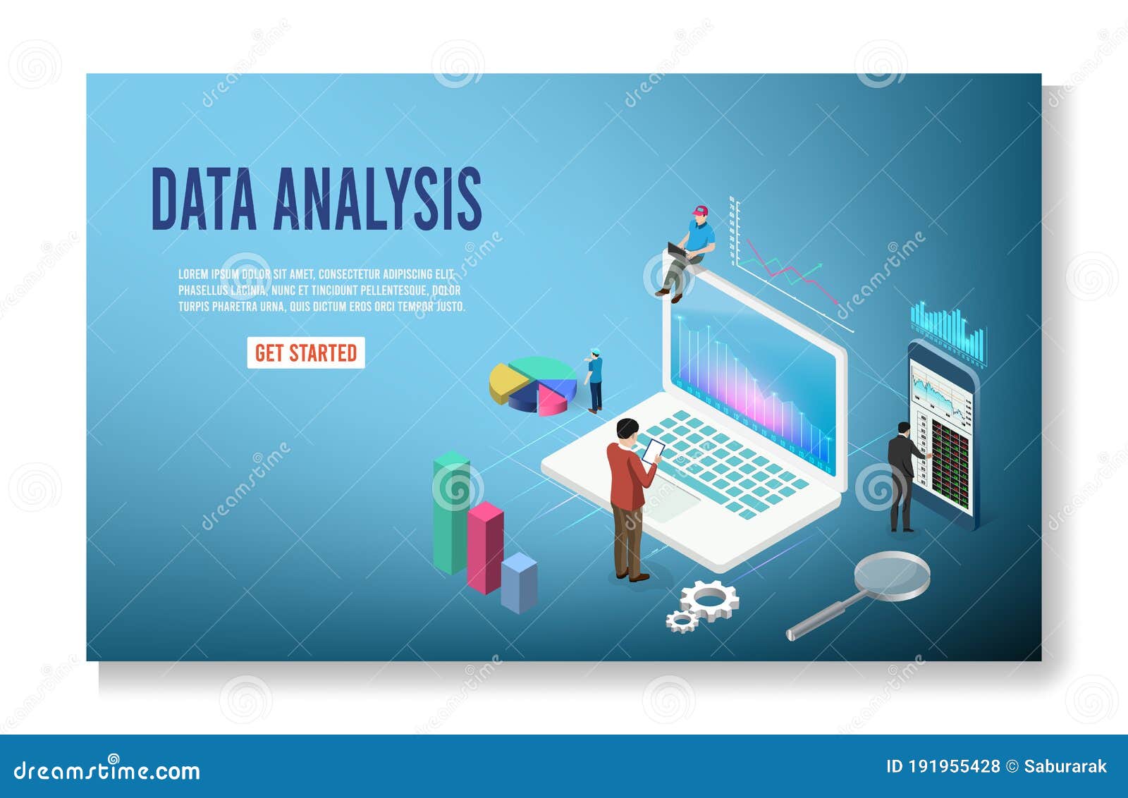 Data Analysis with Modern Isometric Design Concept. Advertising ...