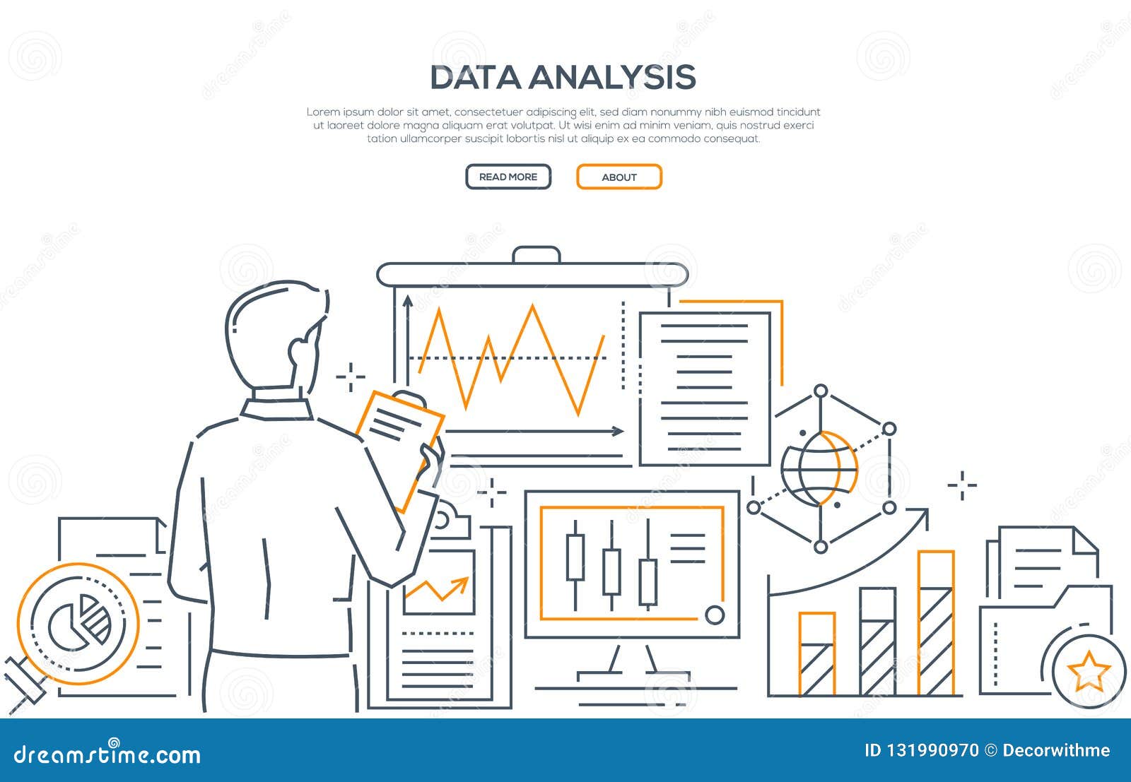 Data Analysis - Modern Line Design Style Web Banner Stock Vector ...