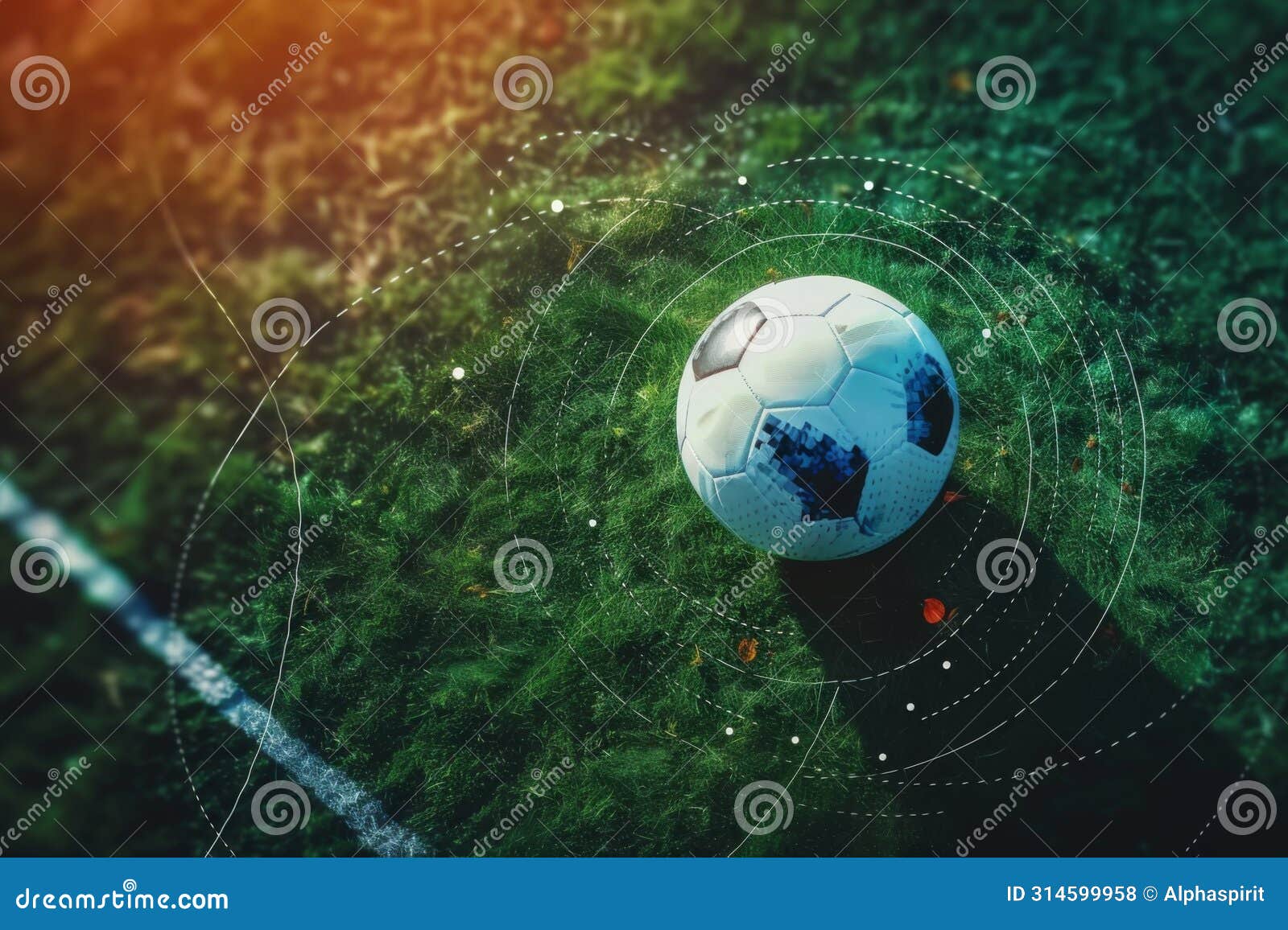 Data Analysis Overlay on Soccer Ball and Grass Background Stock Photo ...