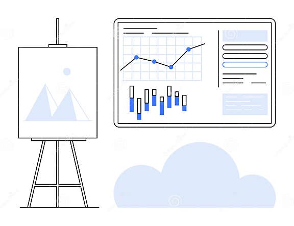 Data Analysis Presentation with Charts and Graphs on Flipchart and ...