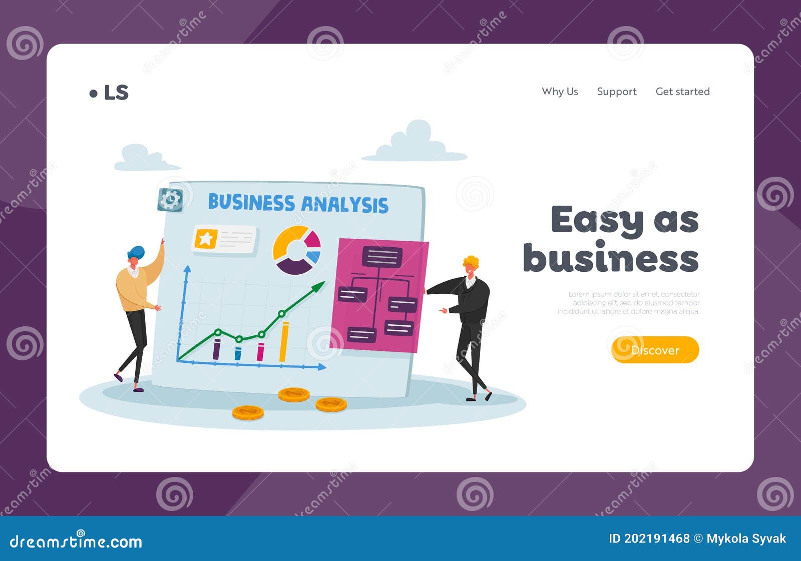Data Analysis, Project Management Landing Page Template. Tiny Business ...