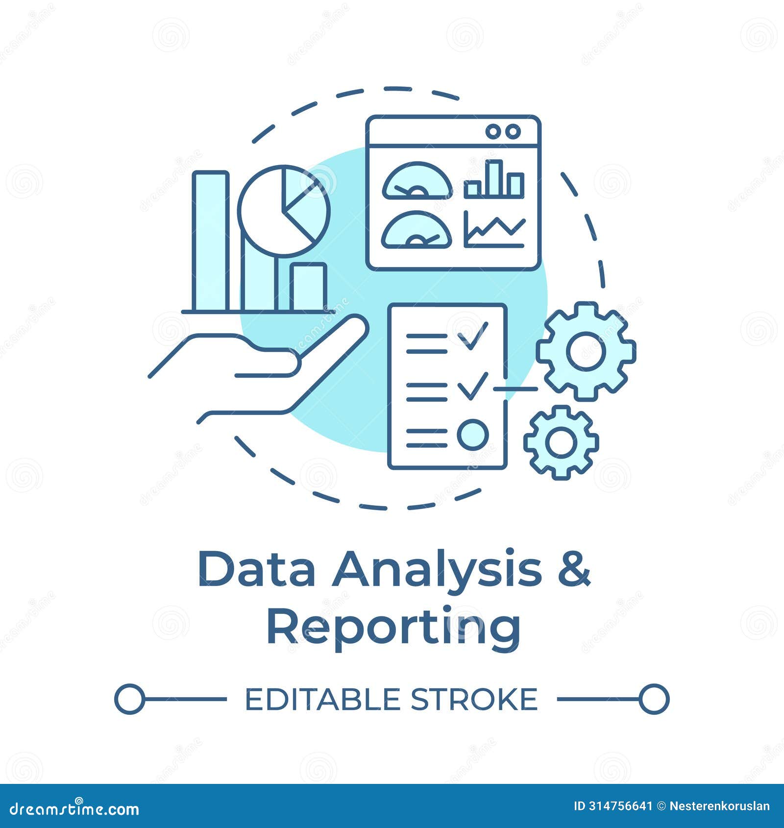 Data Analysis and Reporting Soft Blue Concept Icon Stock Vector ...