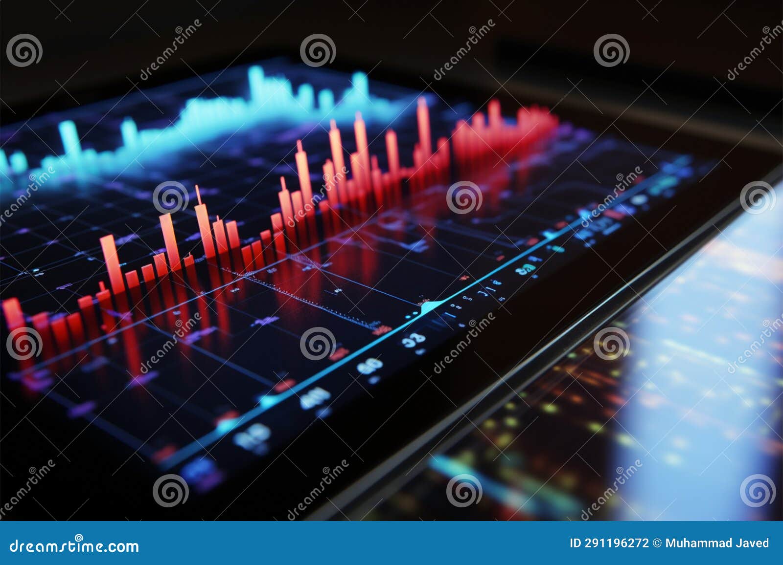 Data Analysis Represented through Vibrant Black, Blue, and Red Graph ...