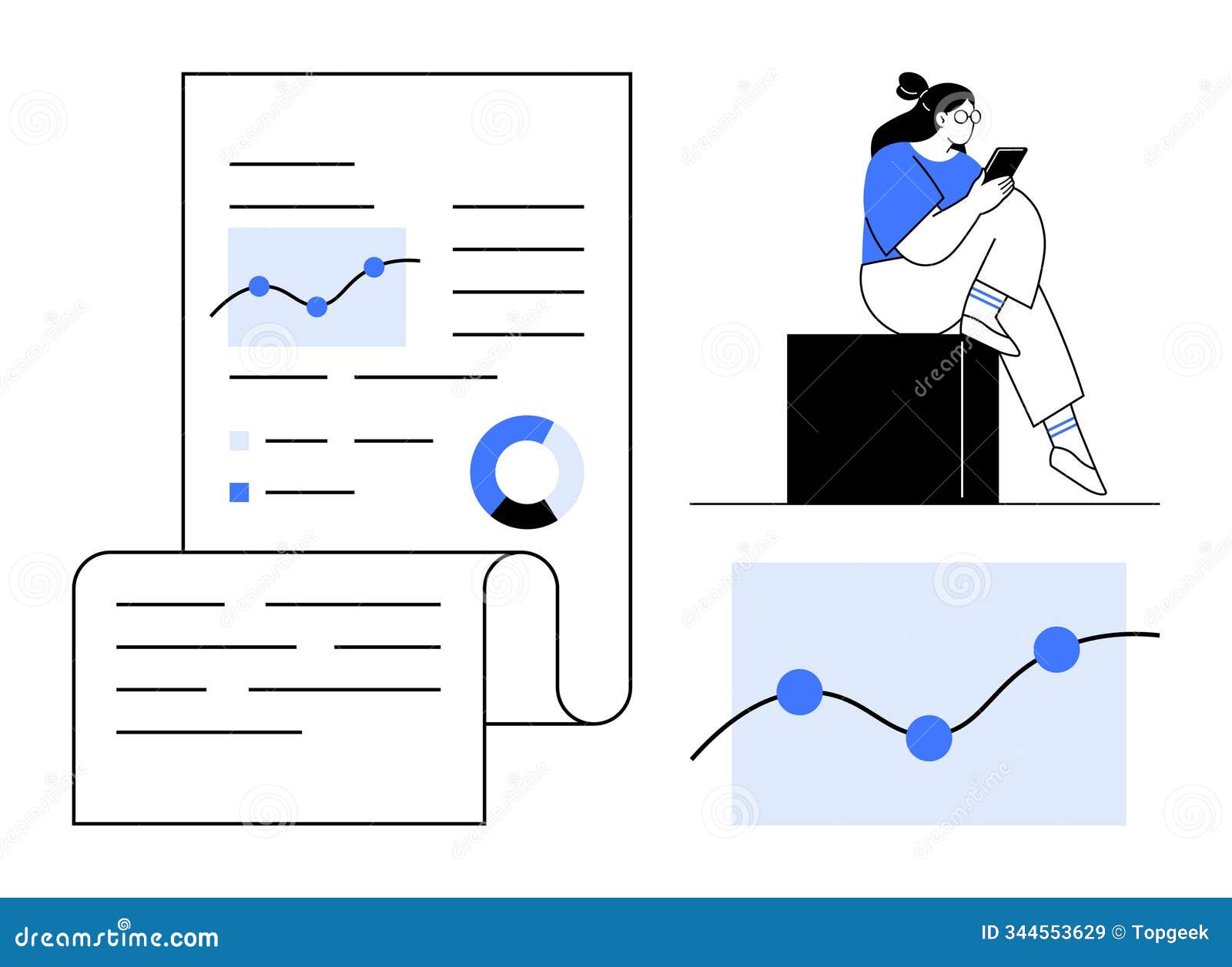 Data Analysis Scene With Person Reviewing Graphs, Charts, And Documents ...