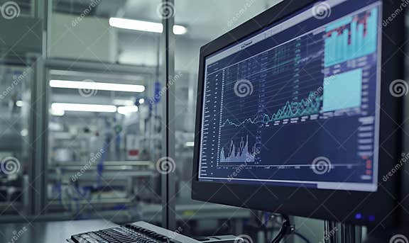 Data Analysis Screen in Laboratory Environment, Displaying Graphs and ...
