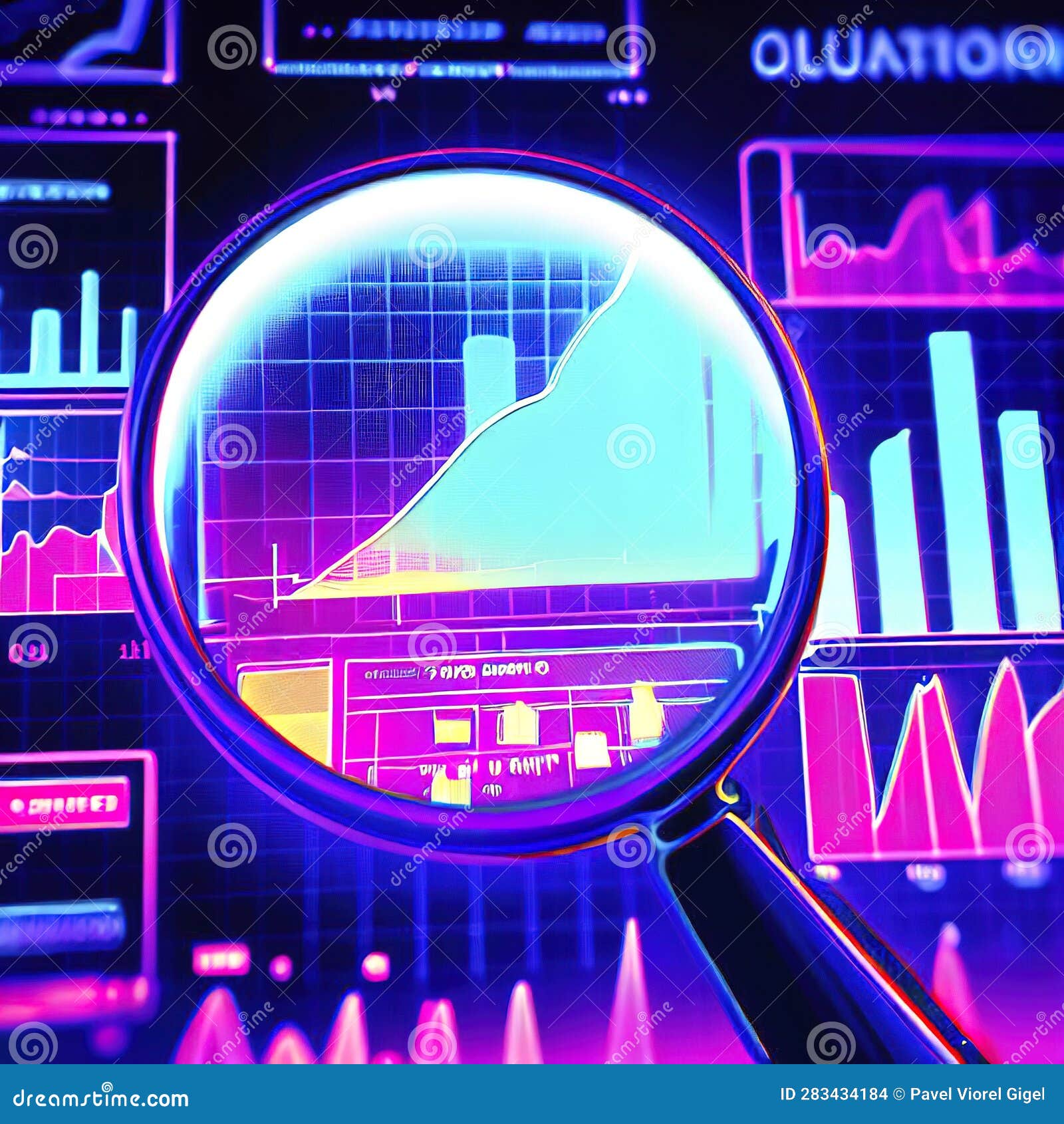 Data Analysis, Search Engine Optimization or SEO. Magnifier, Charts ... Data Analysis, Search Engine Optimization or SEO. Magnifier, Charts ...