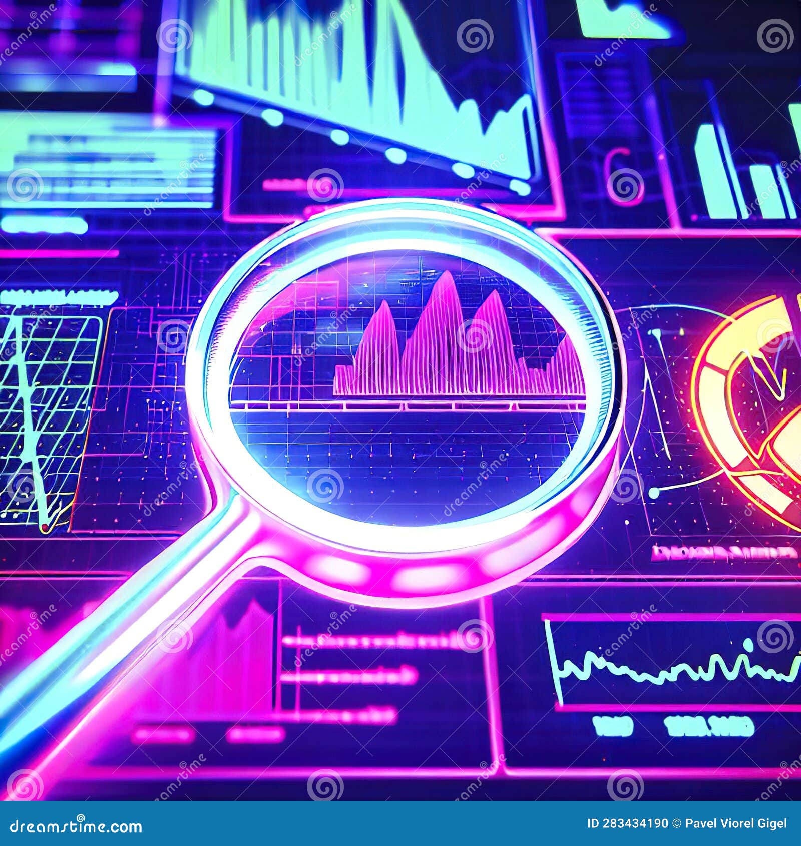 Data Analysis, Search Engine Optimization or SEO. Magnifier, Charts ... Data Analysis, Search Engine Optimization or SEO. Magnifier, Charts ...