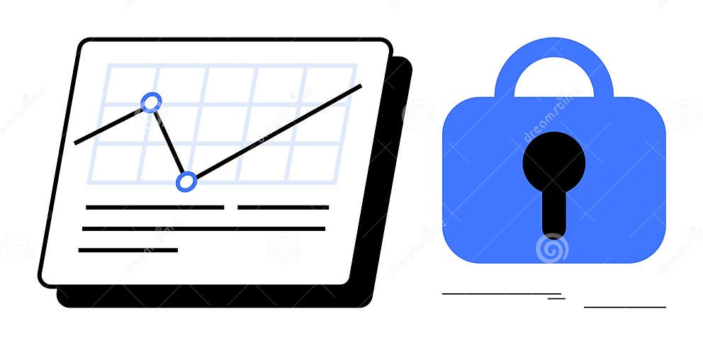 Data Analysis and Security Concept with a Graph and a Padlock Stock Vector - Illustration of ...