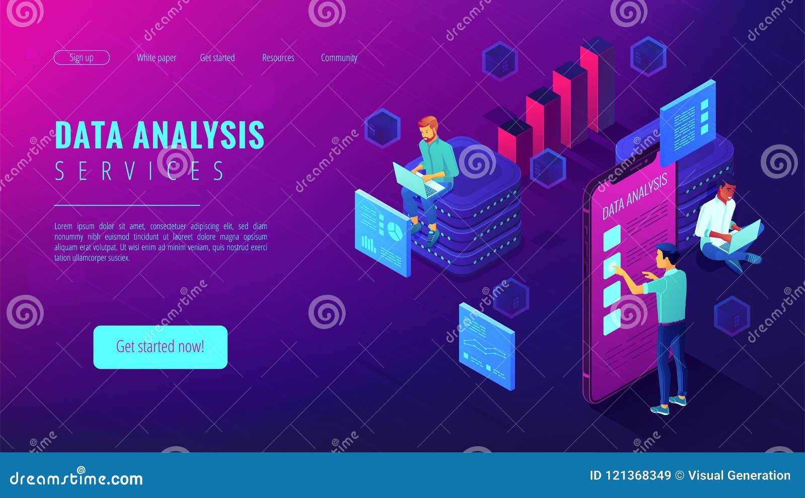 Data Analysis Services Landing Page Stock Vector - Illustration of ...