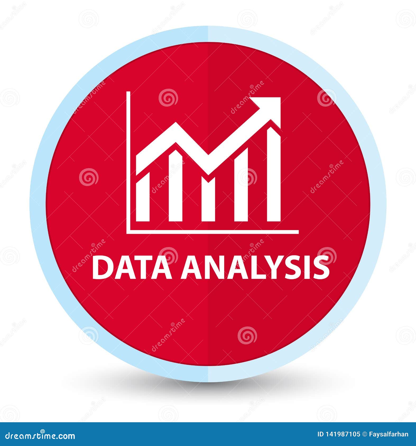 Data Analysis (statistics Icon) Flat Prime Red Round Button Stock ...