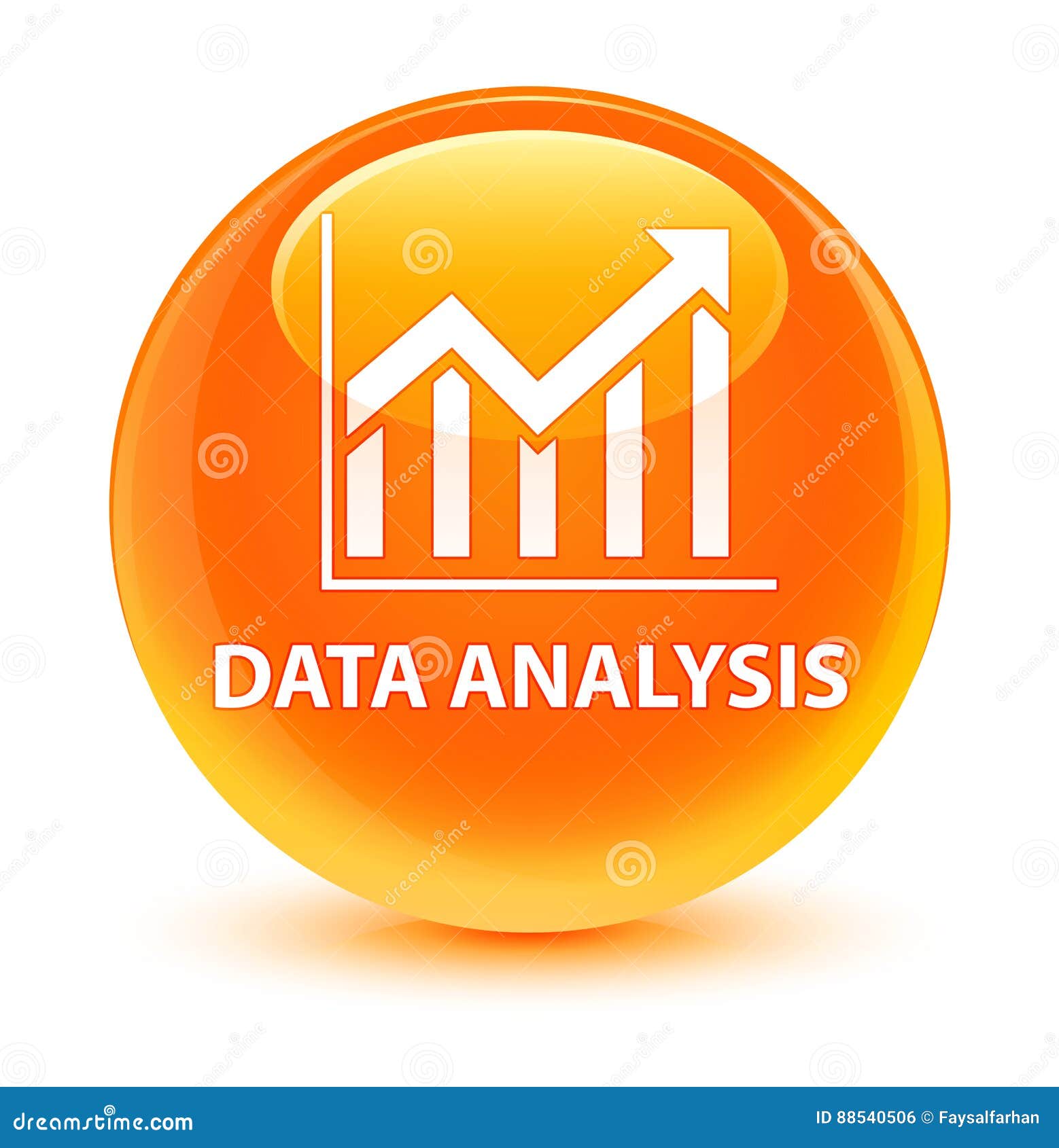 Data Analysis (statistics Icon) Glassy Orange Round Button Stock ...