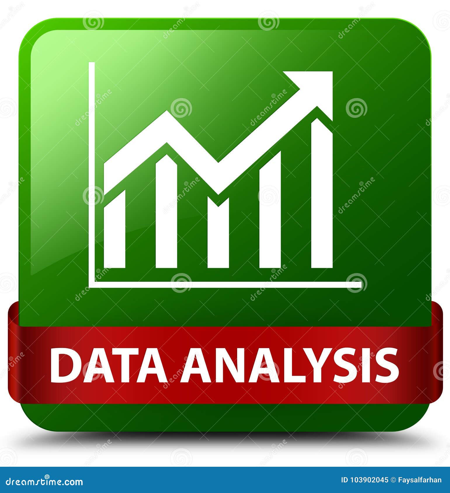 Data Analysis (statistics Icon) Green Square Button Red Ribbon I Stock ...