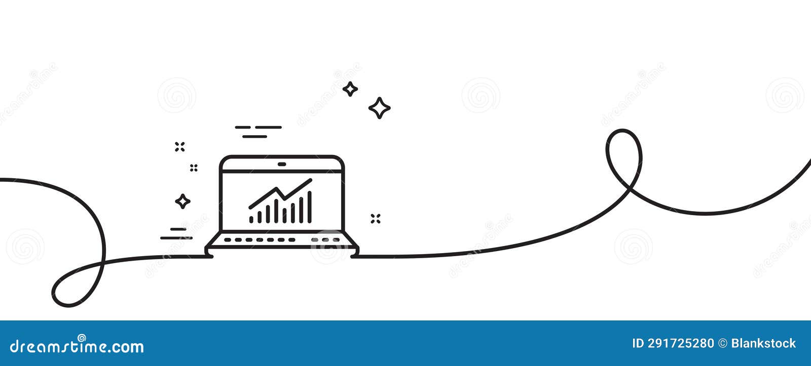 Data Analysis And Statistics Line Icon Computer Continuous Line With Curl Vector Stock Vector