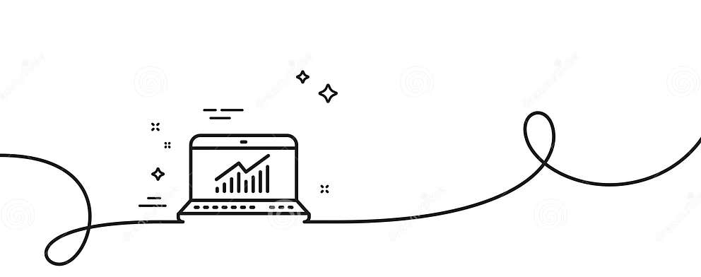 Data Analysis And Statistics Line Icon Computer Continuous Line With Curl Vector Stock Vector