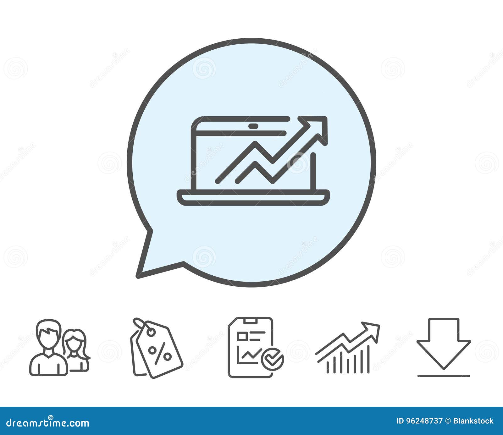 Data Analysis and Statistics Line Icon. Computer. Stock Vector ...