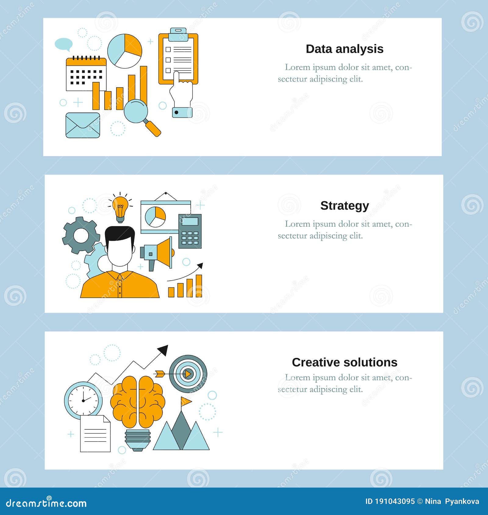 Data Analysis, Strategy, Creative Solutions Stock Vector - Illustration ...