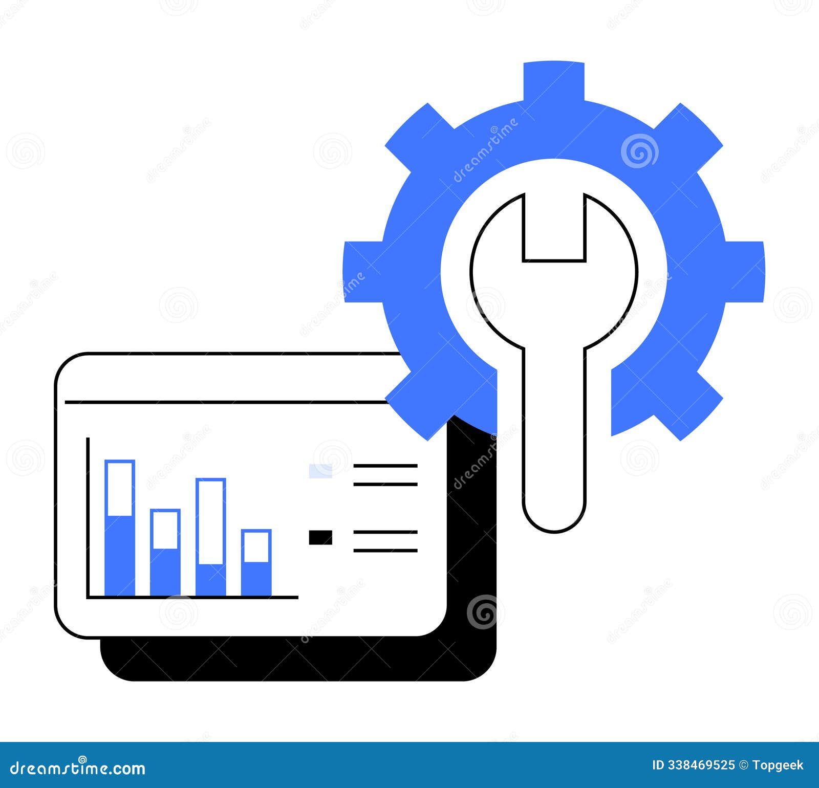 Data Analysis and Technical Support Symbol with Gear and Graph Stock ...