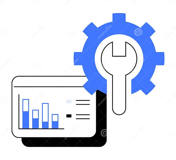 Data Analysis and Technical Support Symbol with Gear and Graph Stock ...