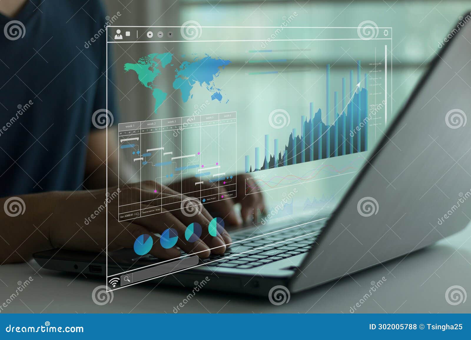 Data Analysis Technology Concept. Data Analyst Working on Computer with ...
