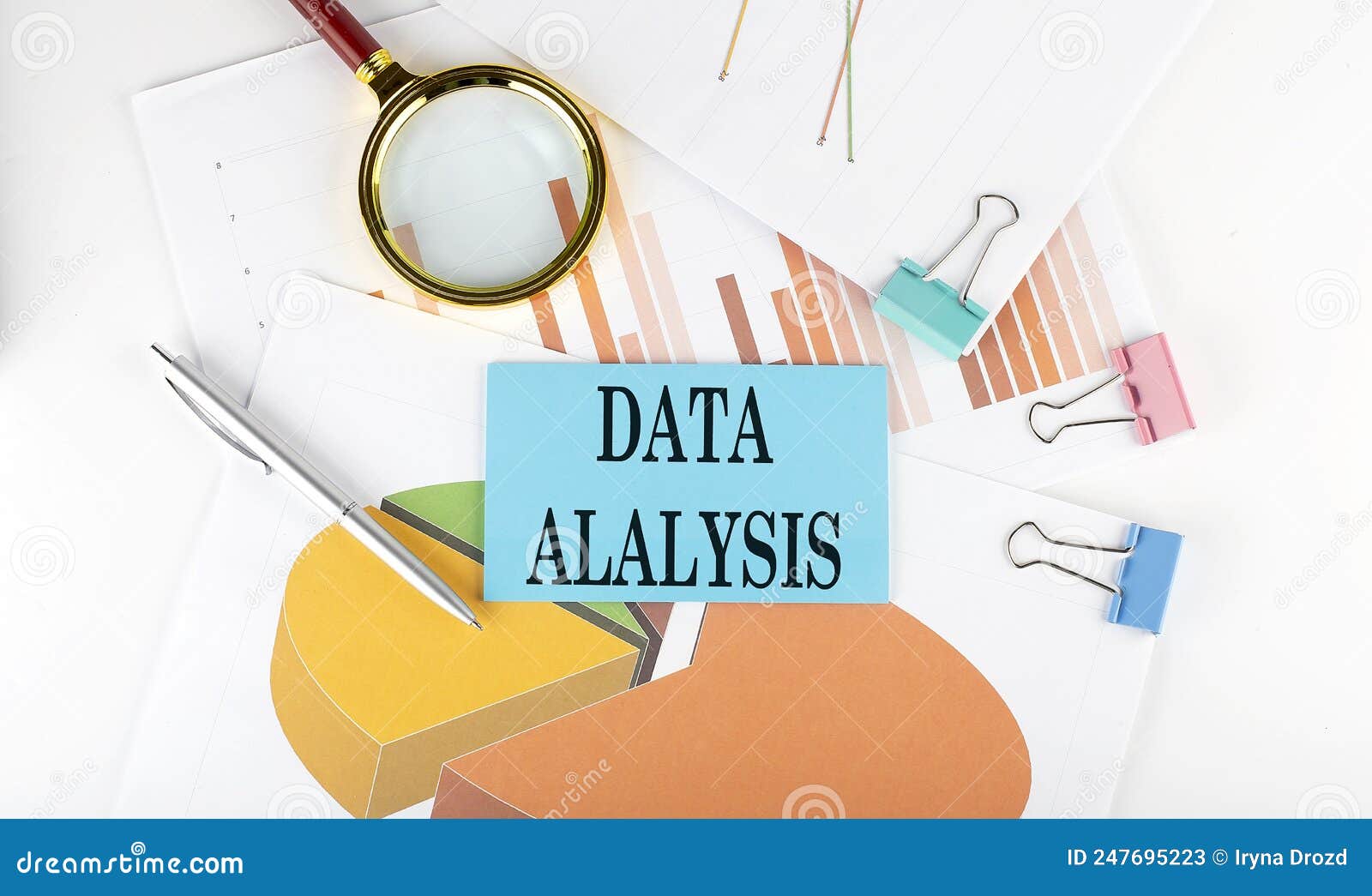 DATA ANALYSIS Text on the Sticker on the Paper Diagram Stock Image ...
