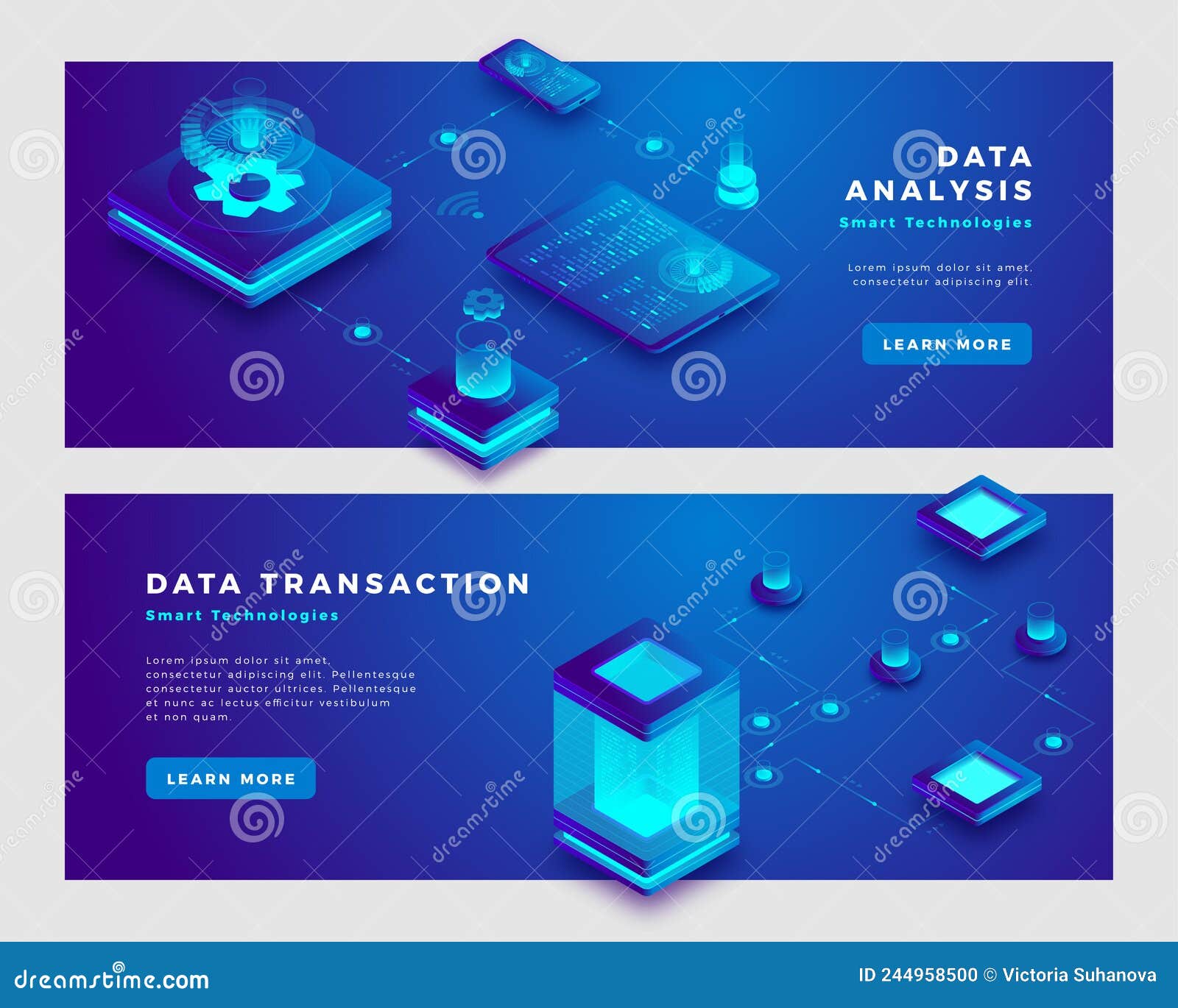 Data Analysis and Transaction Concept Banner Template Stock Vector ...