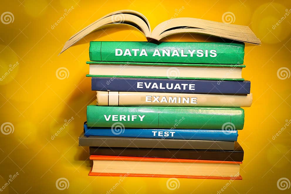 Data Analysis with Various Themed Data Analysis Words on Book Spine ...