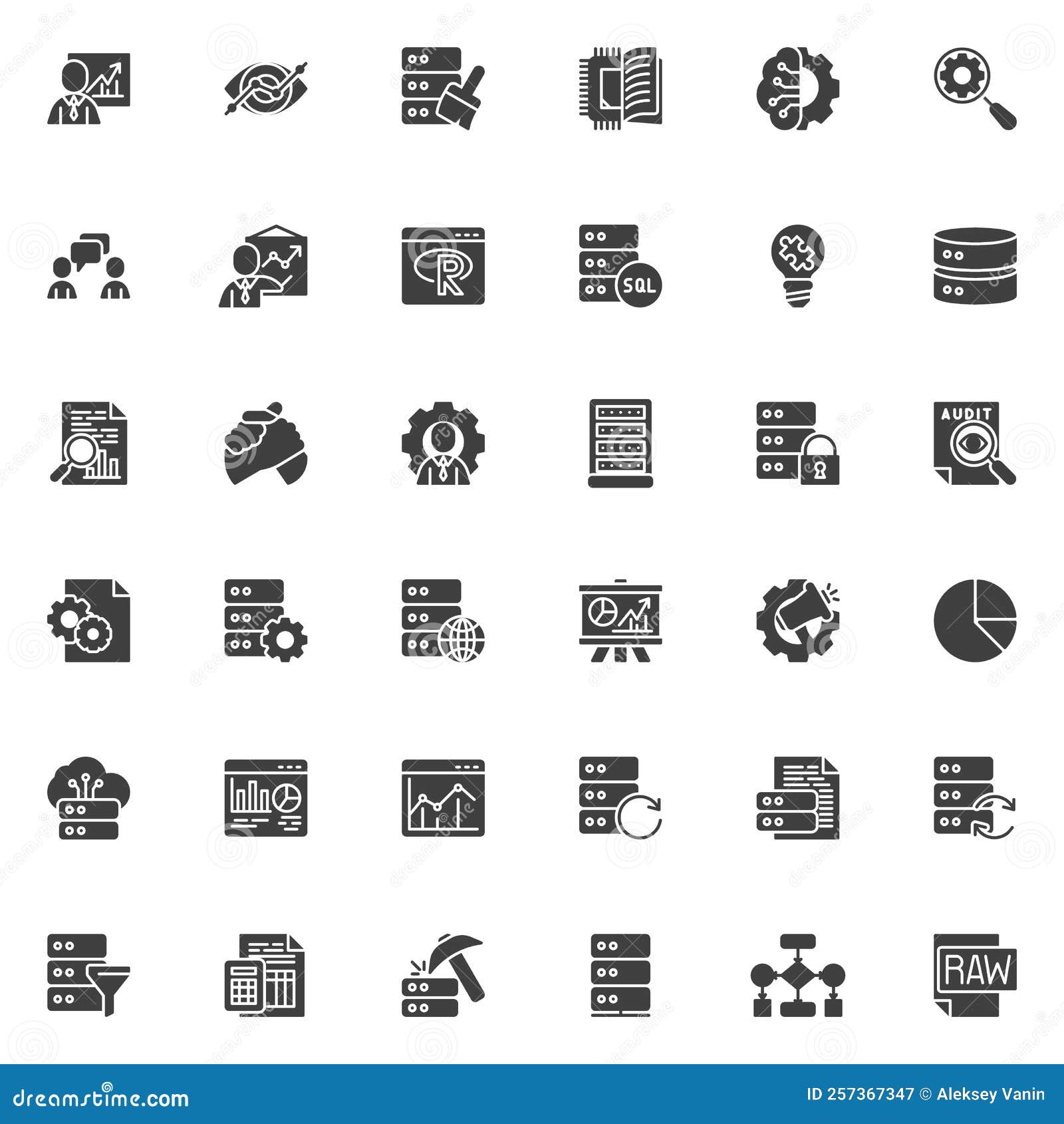 Data Analysis Vector Icons Set Stock Vector - Illustration of pictogram ...