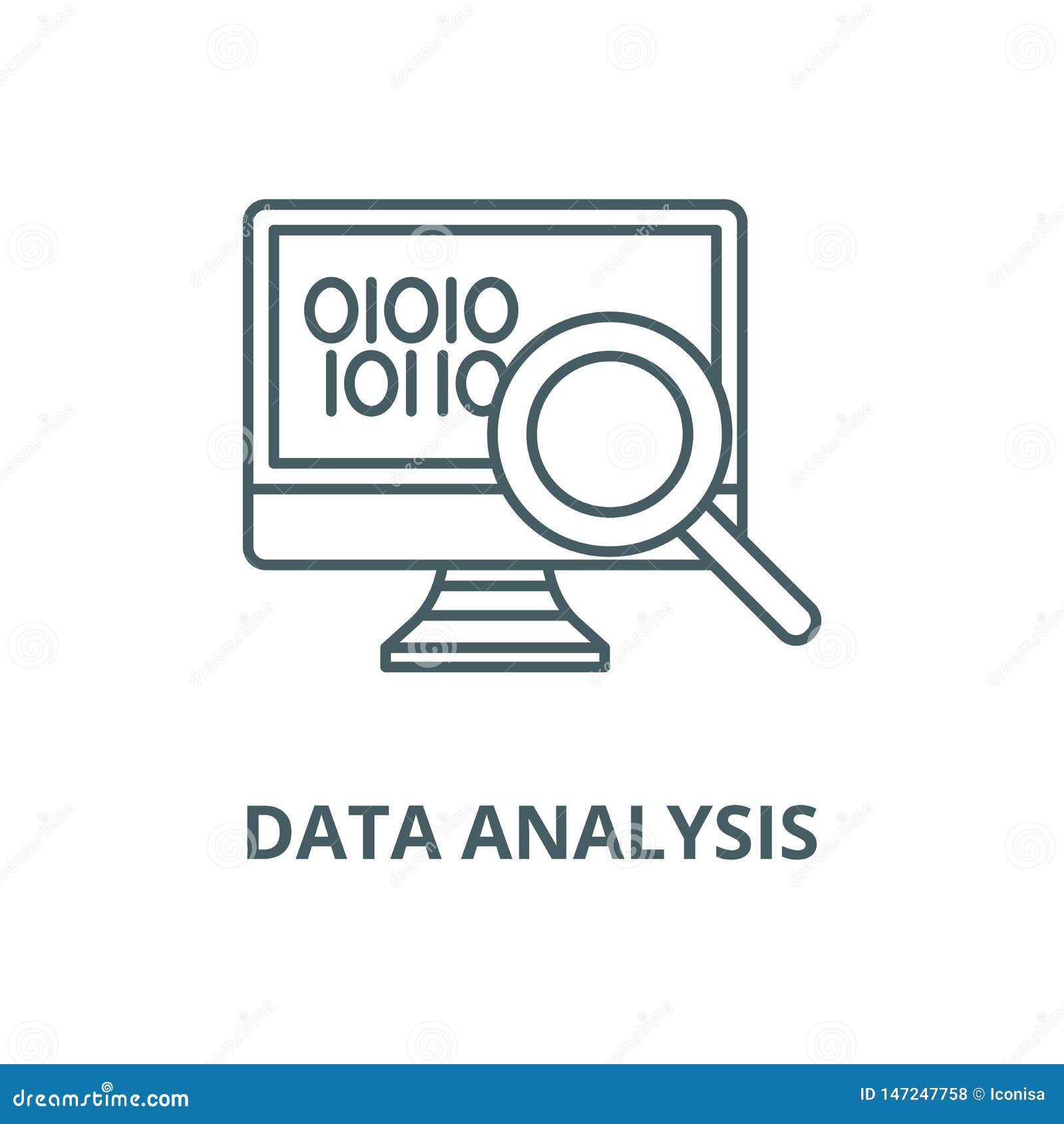 Data Analysis Vector Line Icon, Linear Concept, Outline Sign, Symbol ...