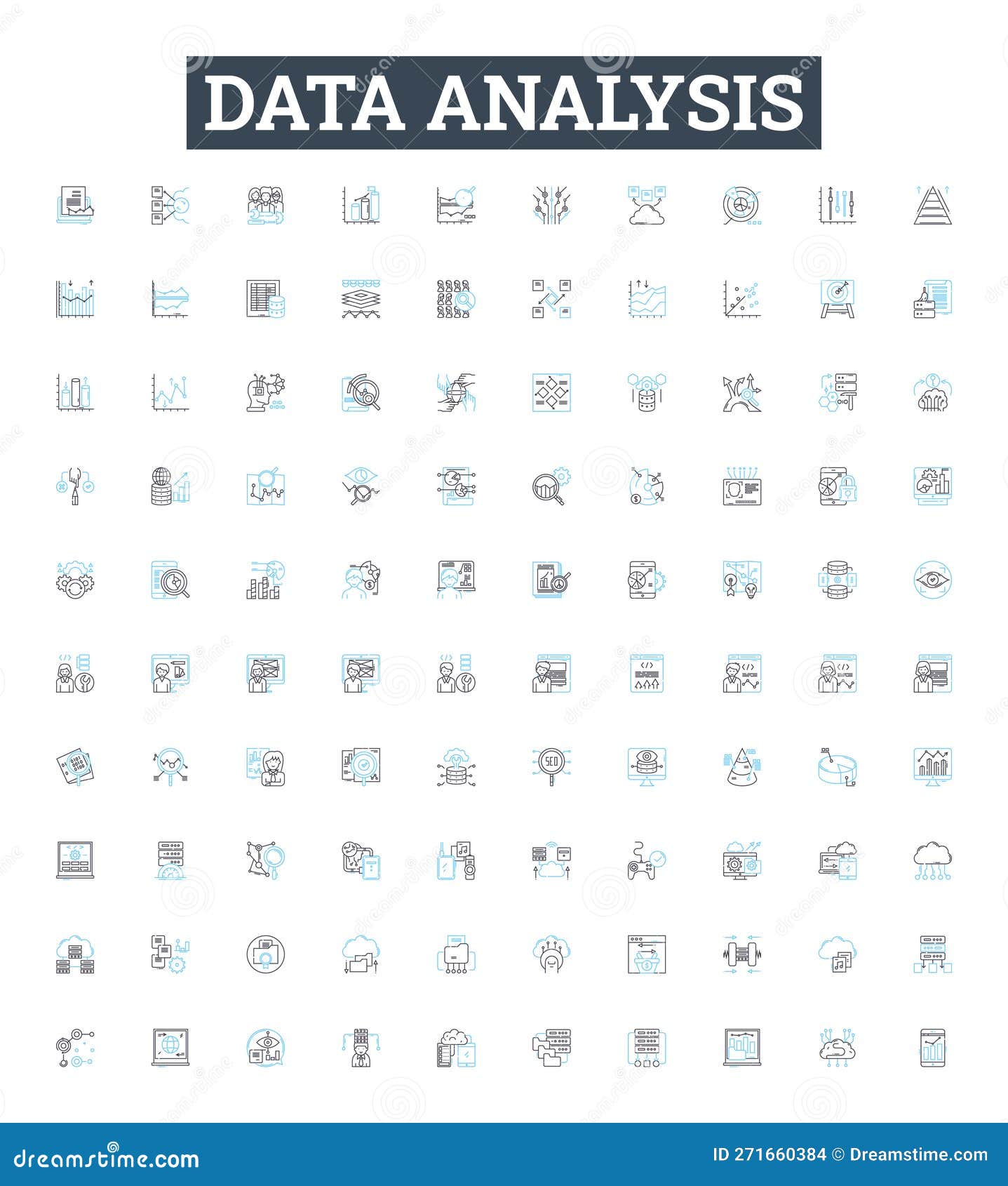 Data Analysis Vector Line Icons Set Analytics Mining Exploration Modeling Visualization