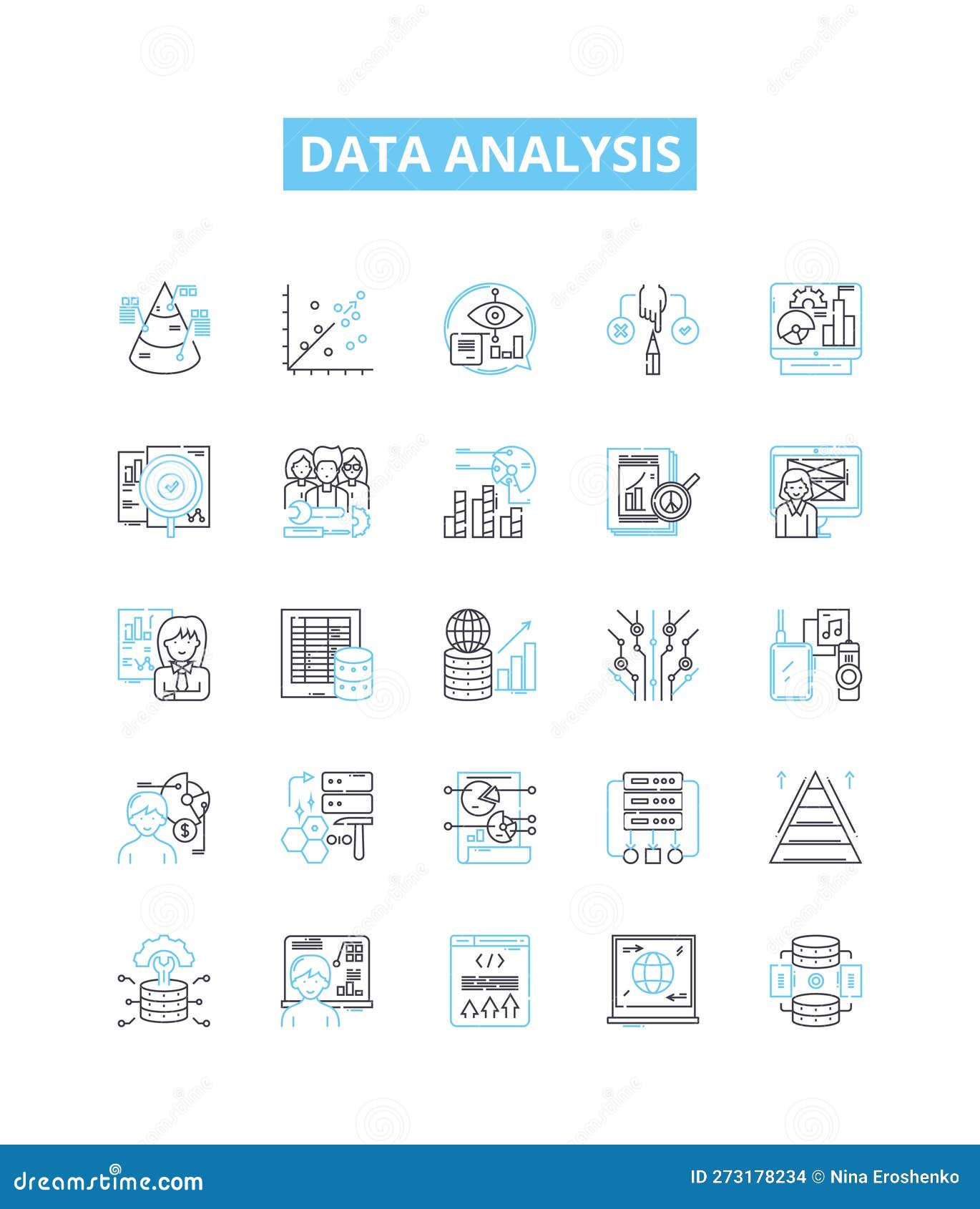 Data Analysis Vector Line Icons Set. Analytics, Mining, Exploration ...