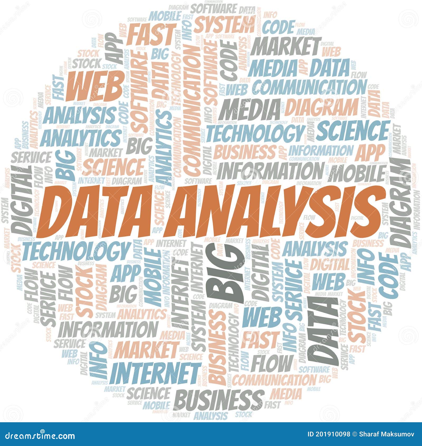 Data Analysis Vector Word Cloud, Made with Text only. Stock ...