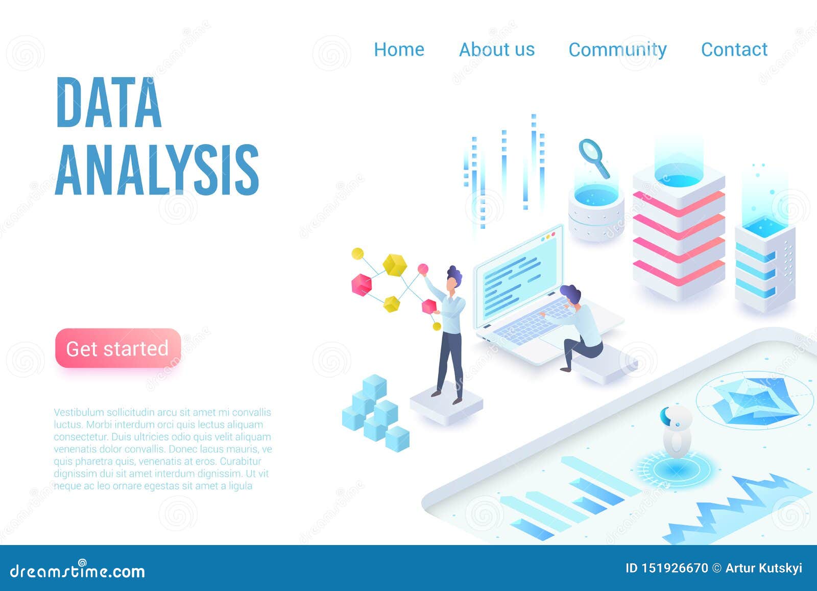 Data Analysis and Visualization Isometric Landing Page Vector Template ... Data Analysis and Visualization Isometric Landing Page Vector Template ...