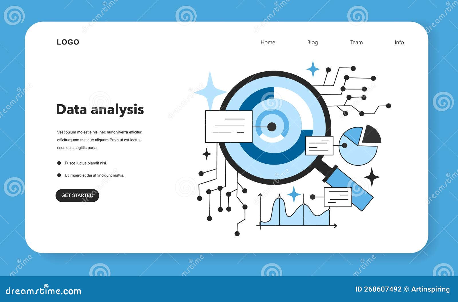 Data Analysis Web Banner or Landing Page. Artificial Neural Network Stock Vector - Illustration ...