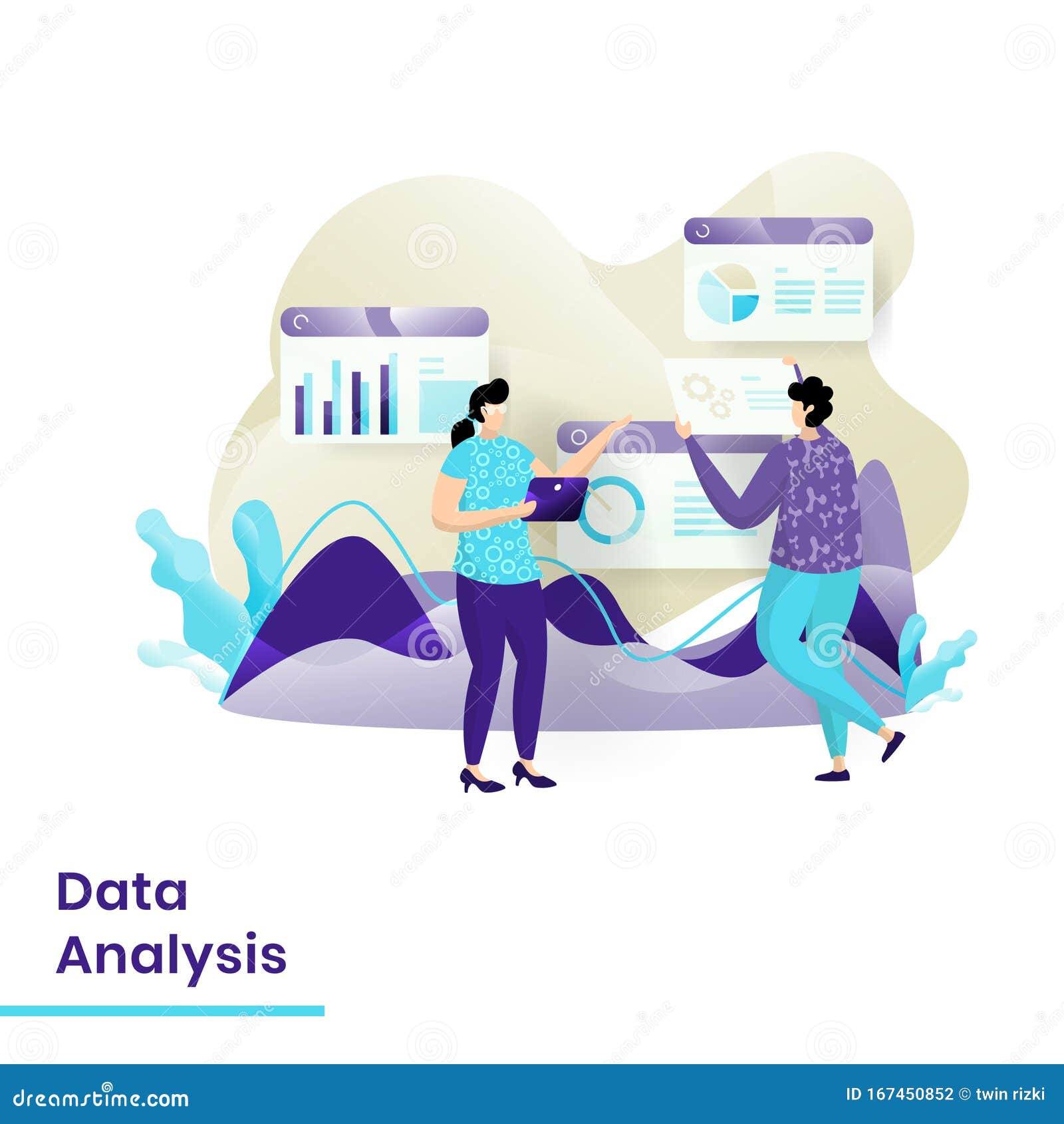 Data Analysis Website Template Design. Landing Page Modern Flat Concept ...