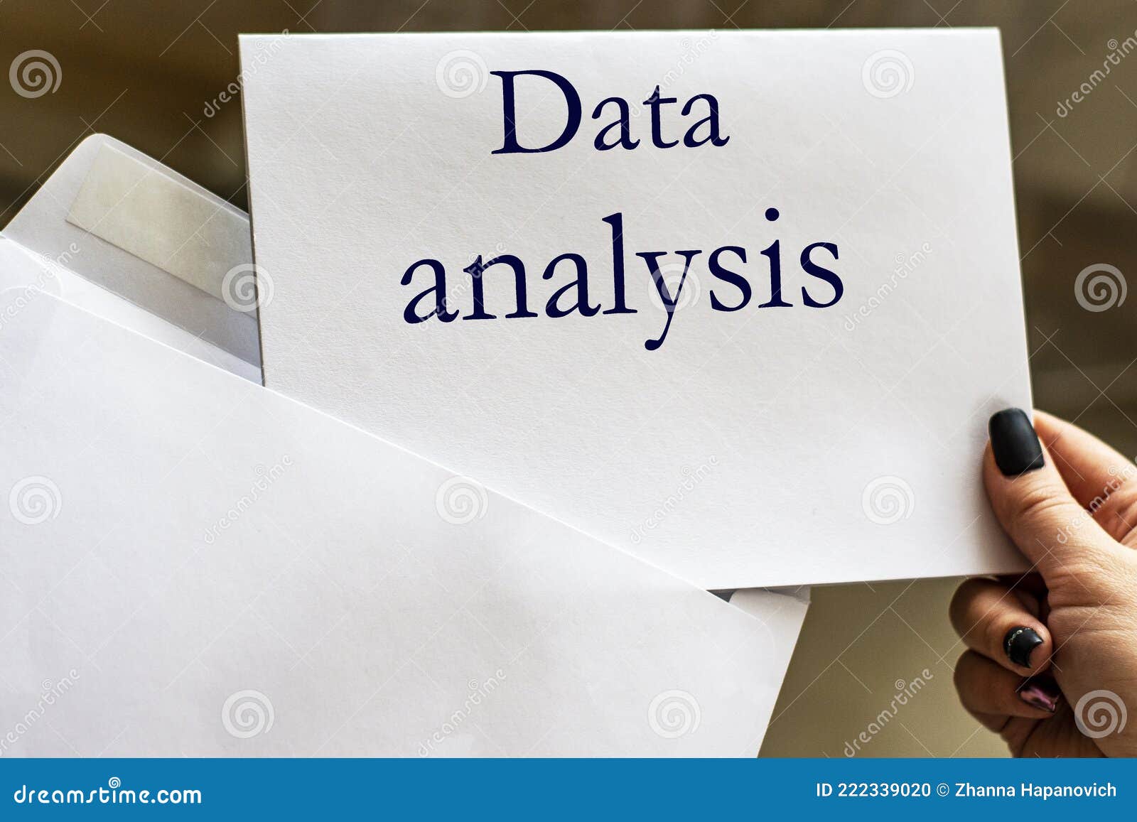 DATA ANALYSIS Words Written in Letter from Envelope Stock Photo - Image ...