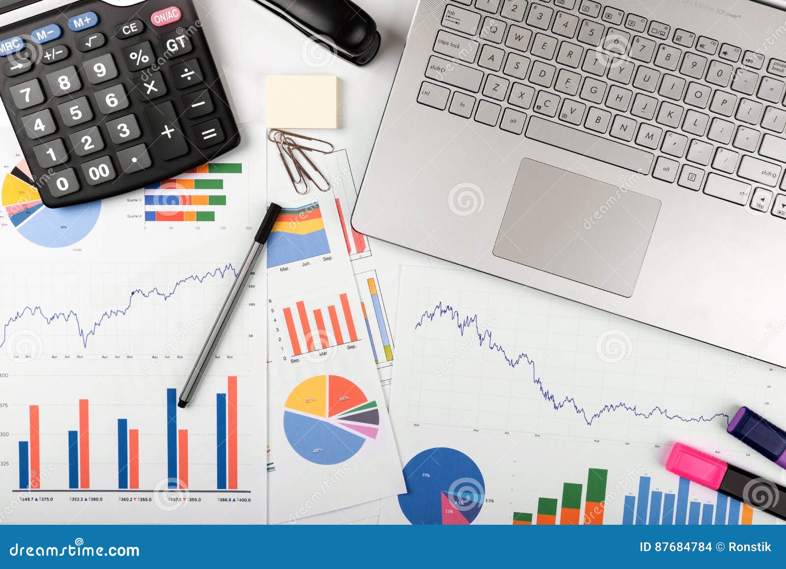 Data Analysis - Workplace with Business Graphs and Charts Stock Photo ...