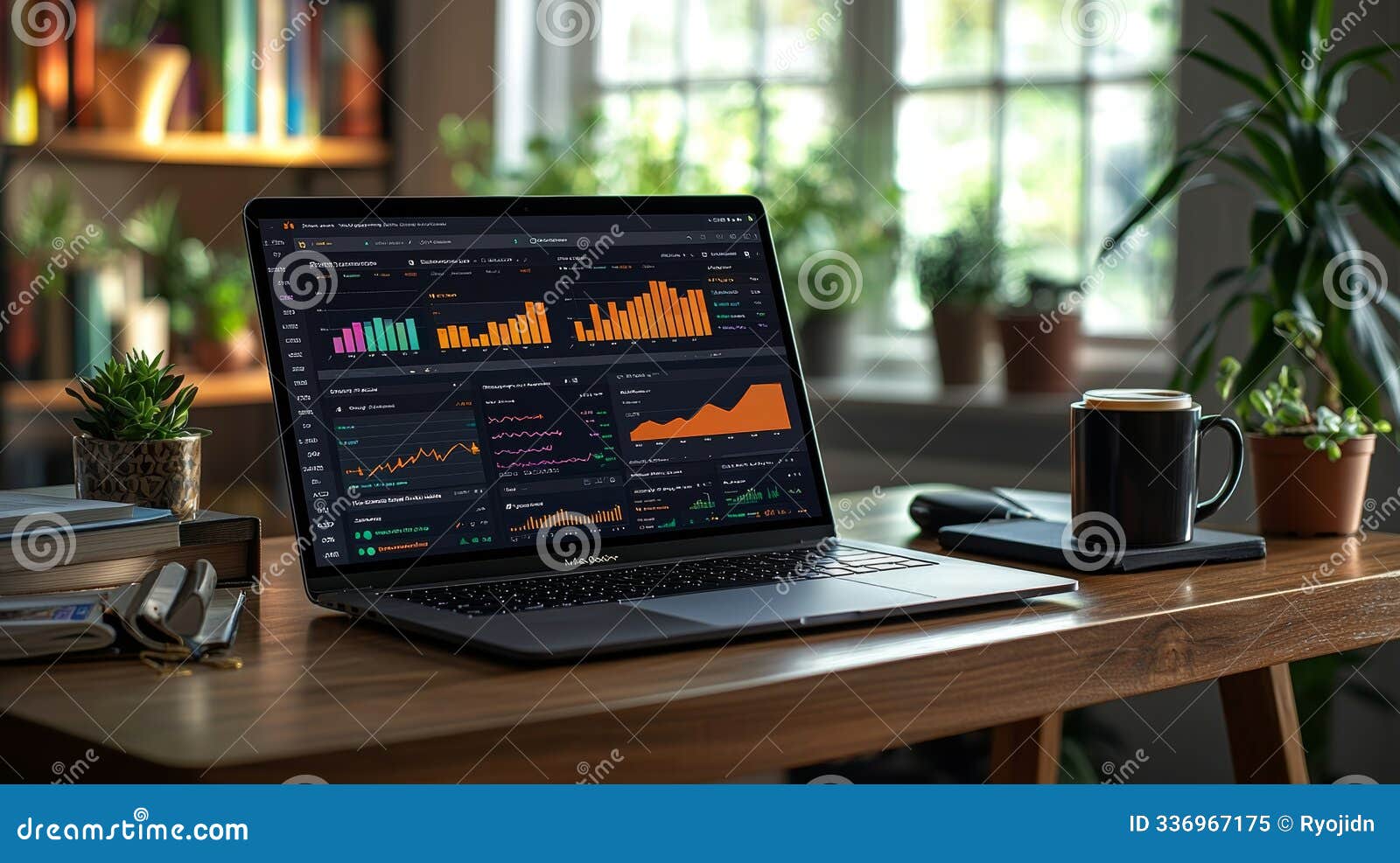 Data Analysis Workspace stock illustration. Illustration of mouse ...