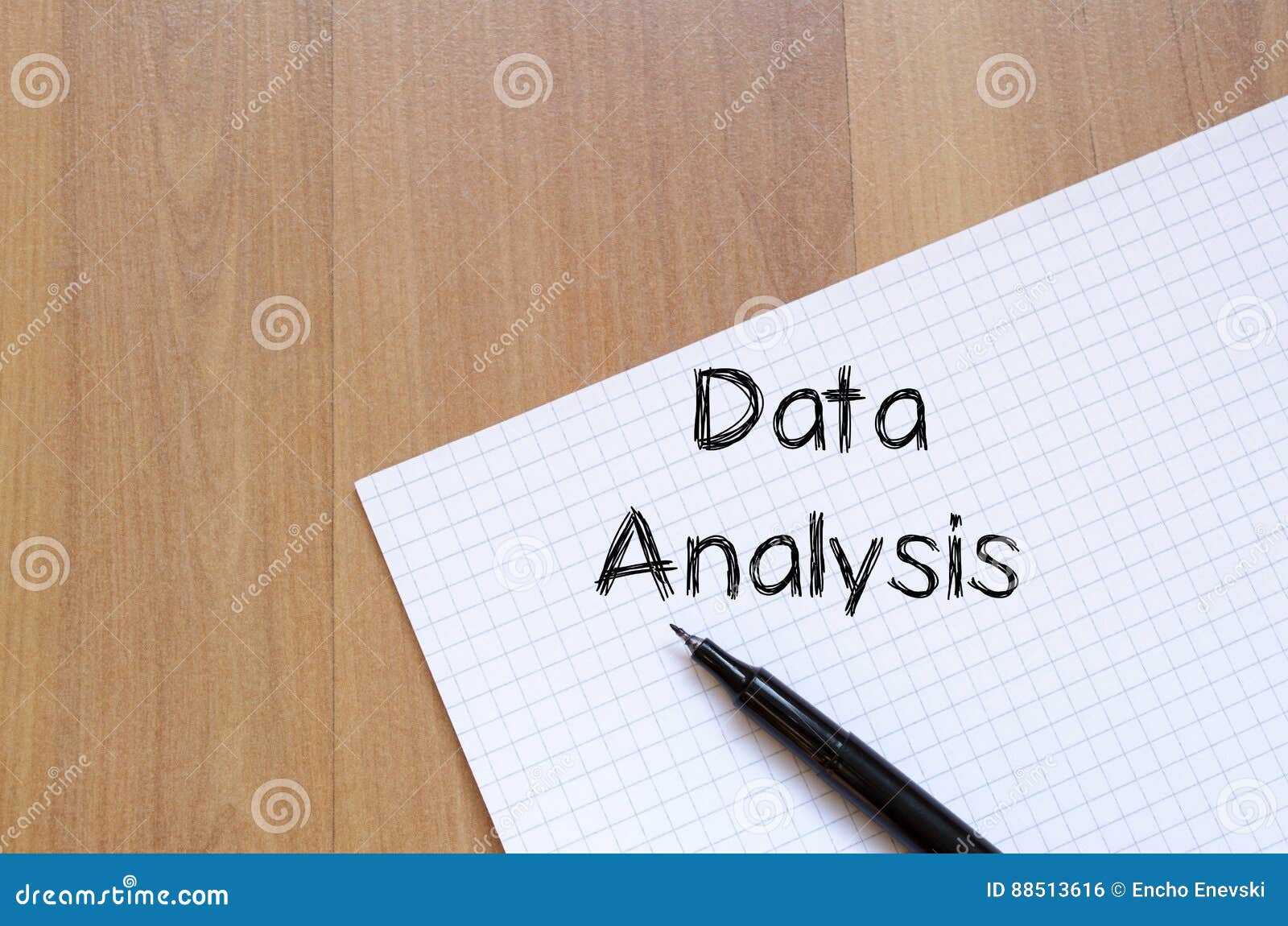 Data Analysis Write on Notebook Stock Photo - Image of determine ...