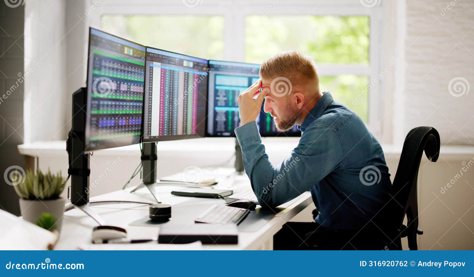 Data Analyst Man Using Spreadsheet Stock Photo - Image of frustrated ...