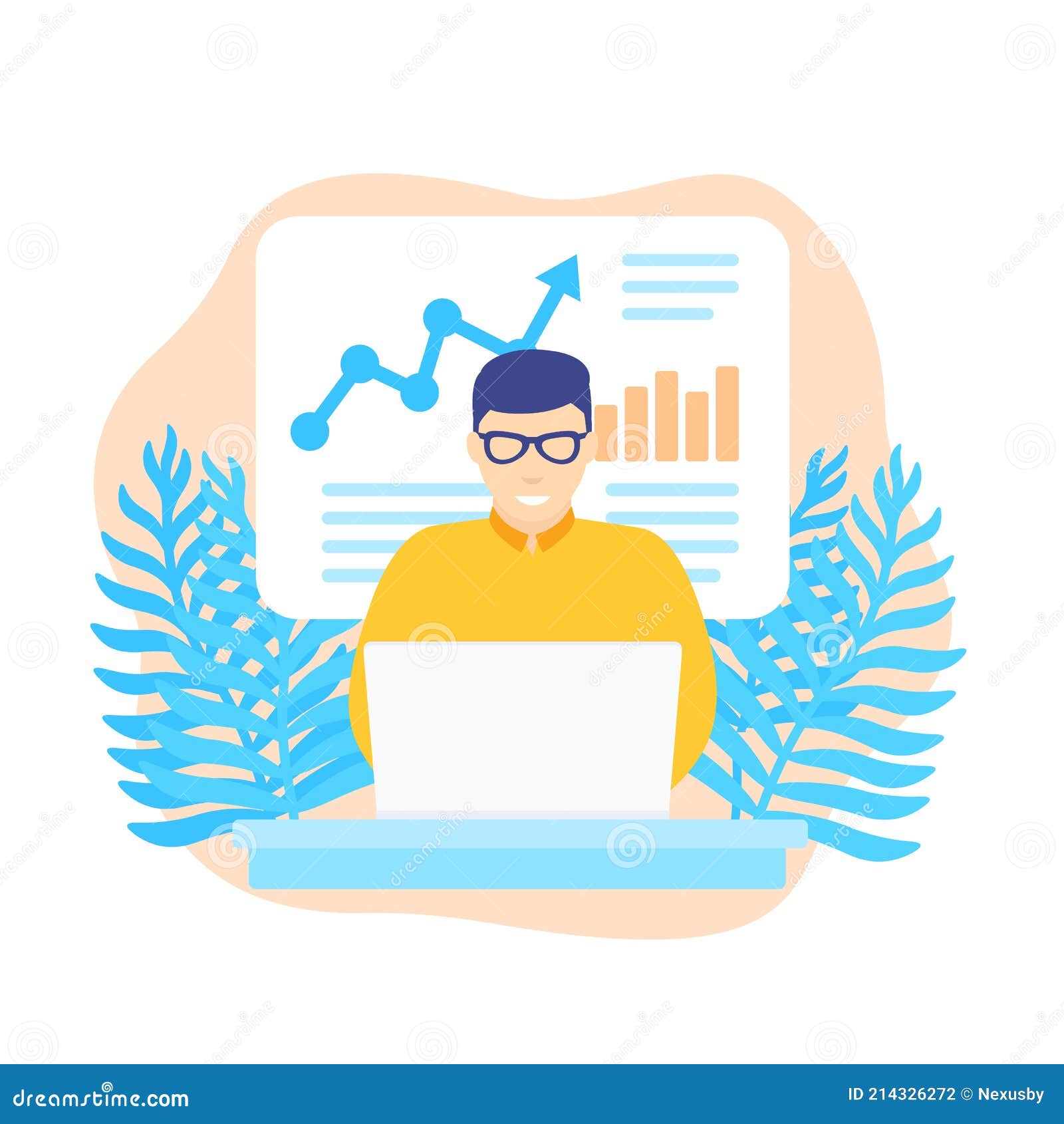 Data Analyst, a Man Working with Analytics Stock Vector - Illustration ...