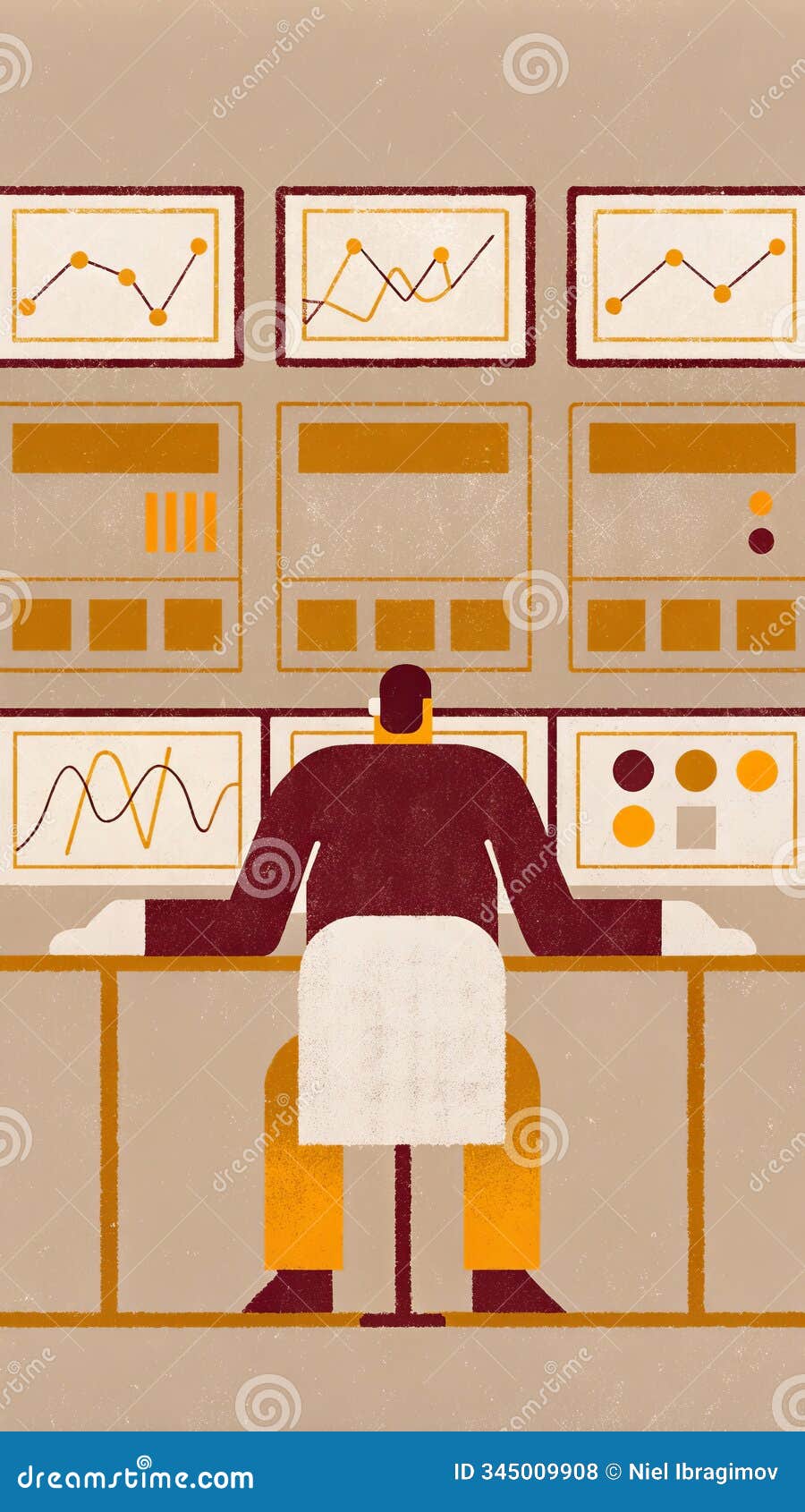 Data Analyst Monitoring Multiple Screens with Analytics and Graphs in Modern Workspace Stock ...