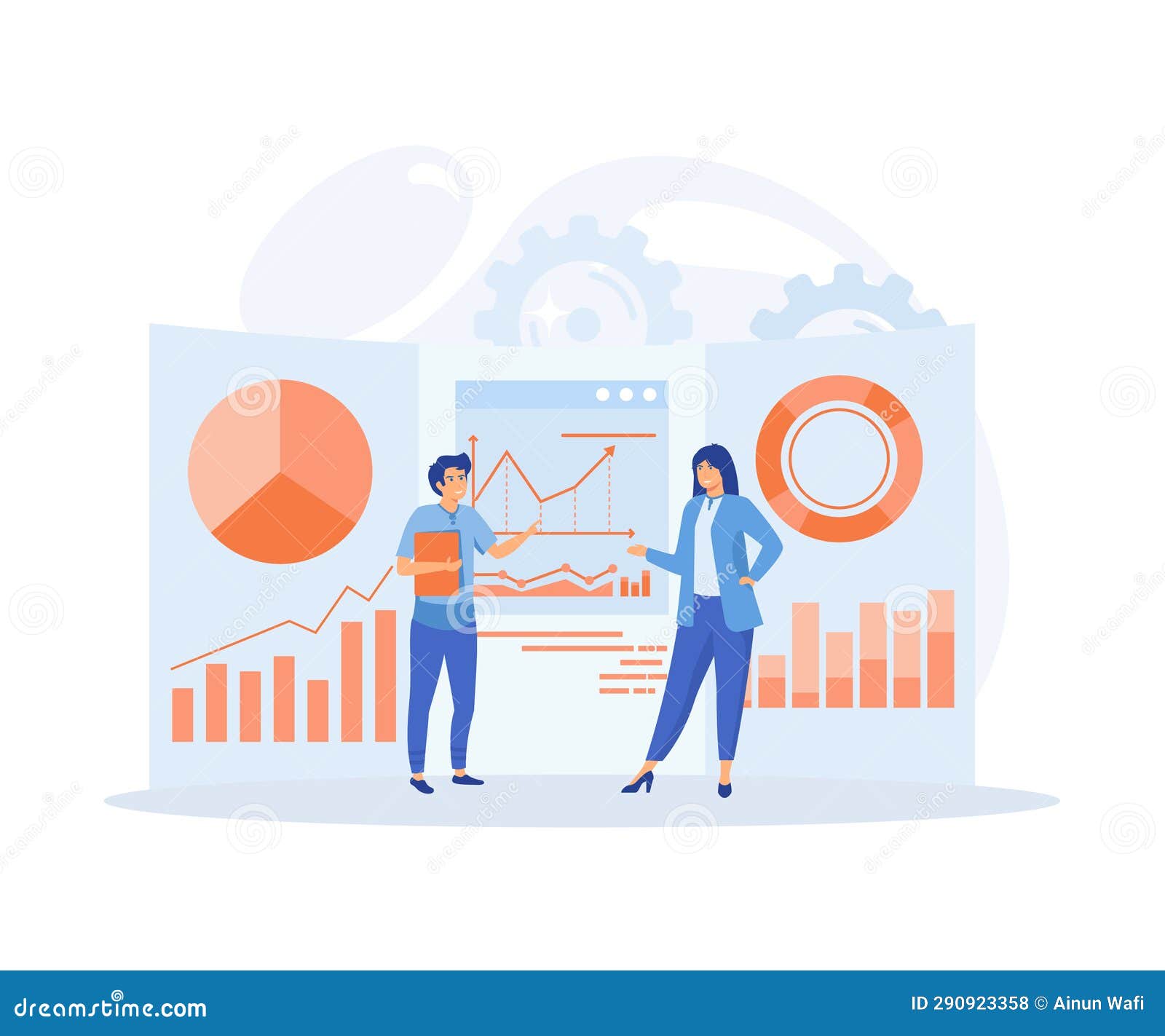 Data Analyst, Office Workers are Studying the Info Graphic, the ...