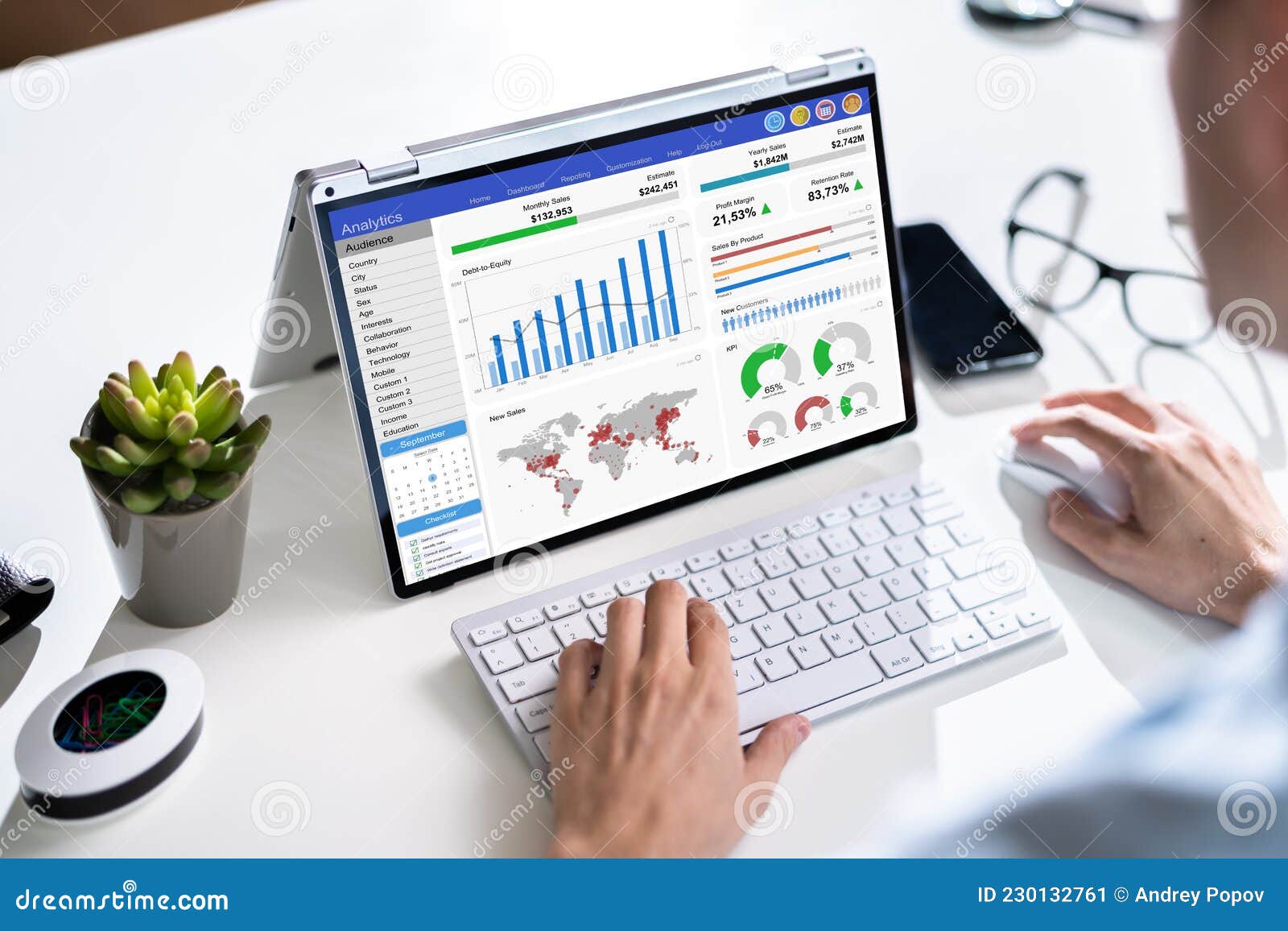 Data Analyst Using Data Analytics Dashboard Stock Image - Image of ...
