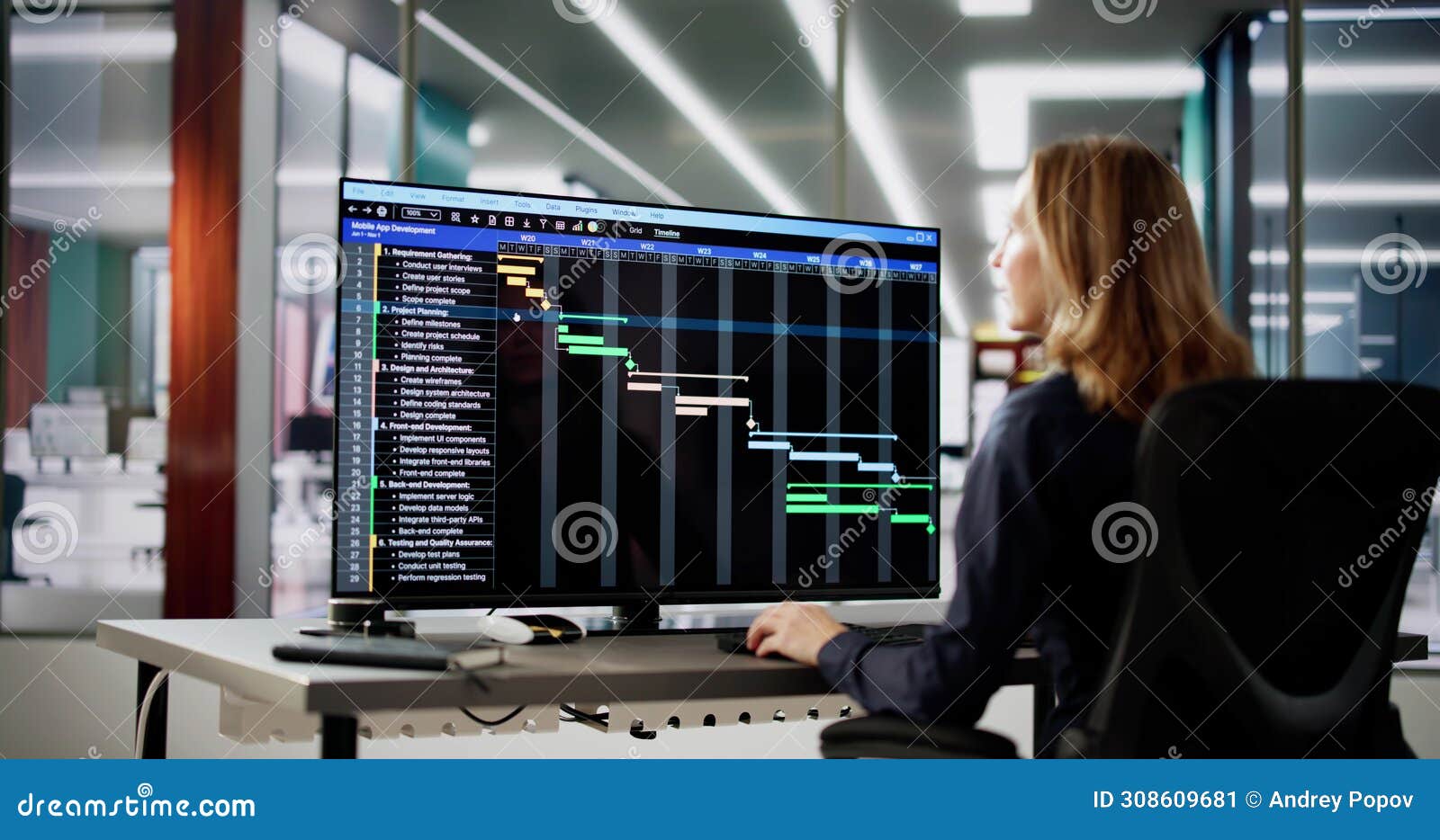 Data Analyst Woman Using Spreadsheet Stock Image - Image of mature ...
