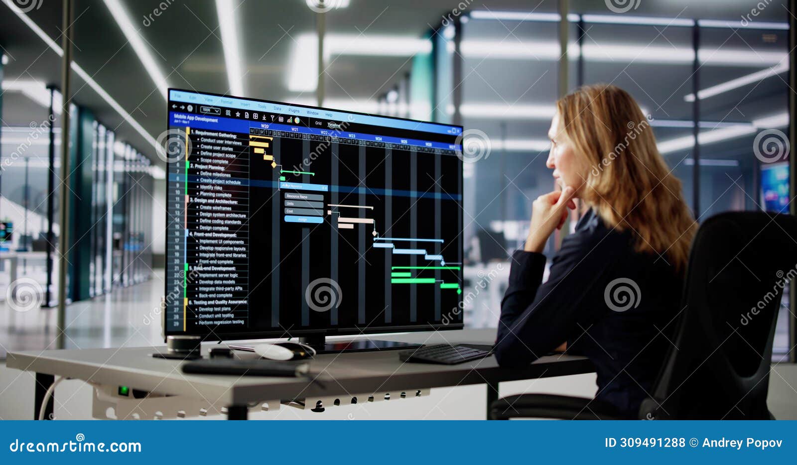 Data Analyst Woman Using Spreadsheet Stock Photo - Image of graph ...